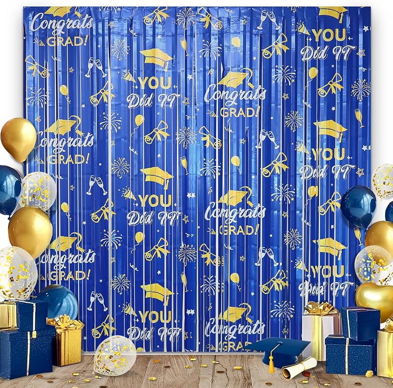 2 Pack Graduation Foil Fringe Curtain 3.3Ft x 6.6Ft Green Gold 2025 ...