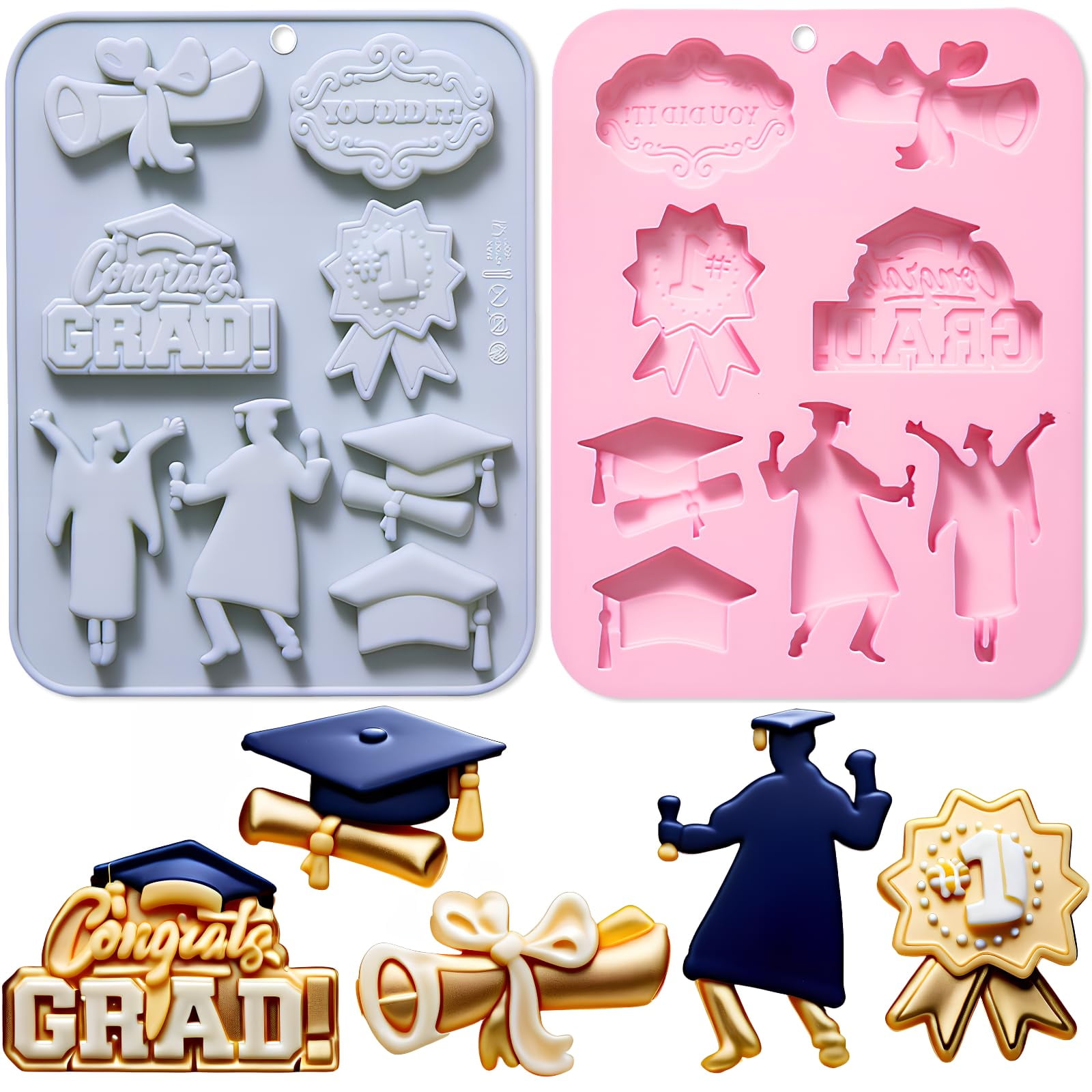 2 Pack Graduation Silicone Molds Graduation Theme Silicone Chocolate ...
