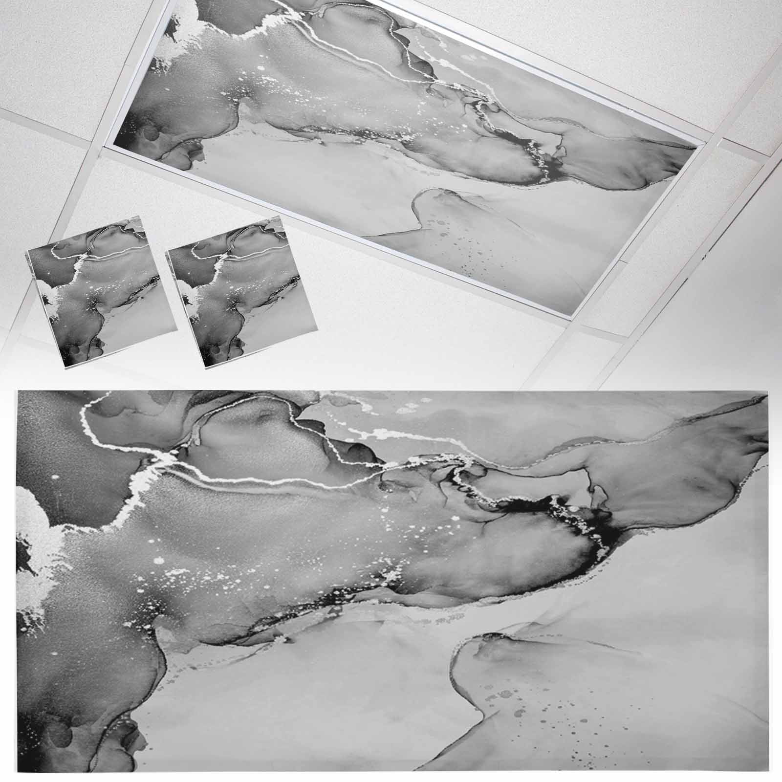 2 Pack Gray Abstract Fluorescent Light Covers for Ceiling Lights Silver ...