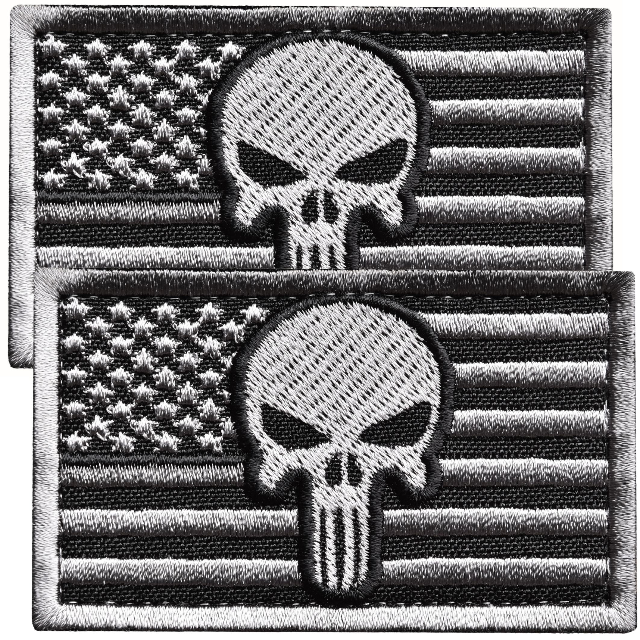 2-Pack Gray American Flag Skull Patch Set, USA Flag Patches - Walmart.com