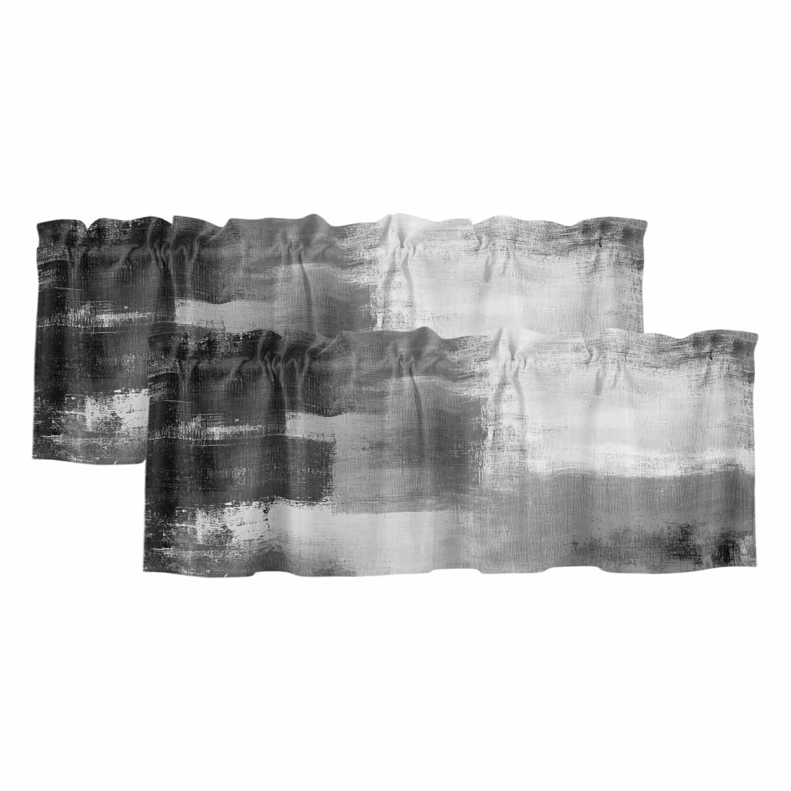 2 Pack Gray Color Block Valance for Window Abstract Shabby Modern Art ...