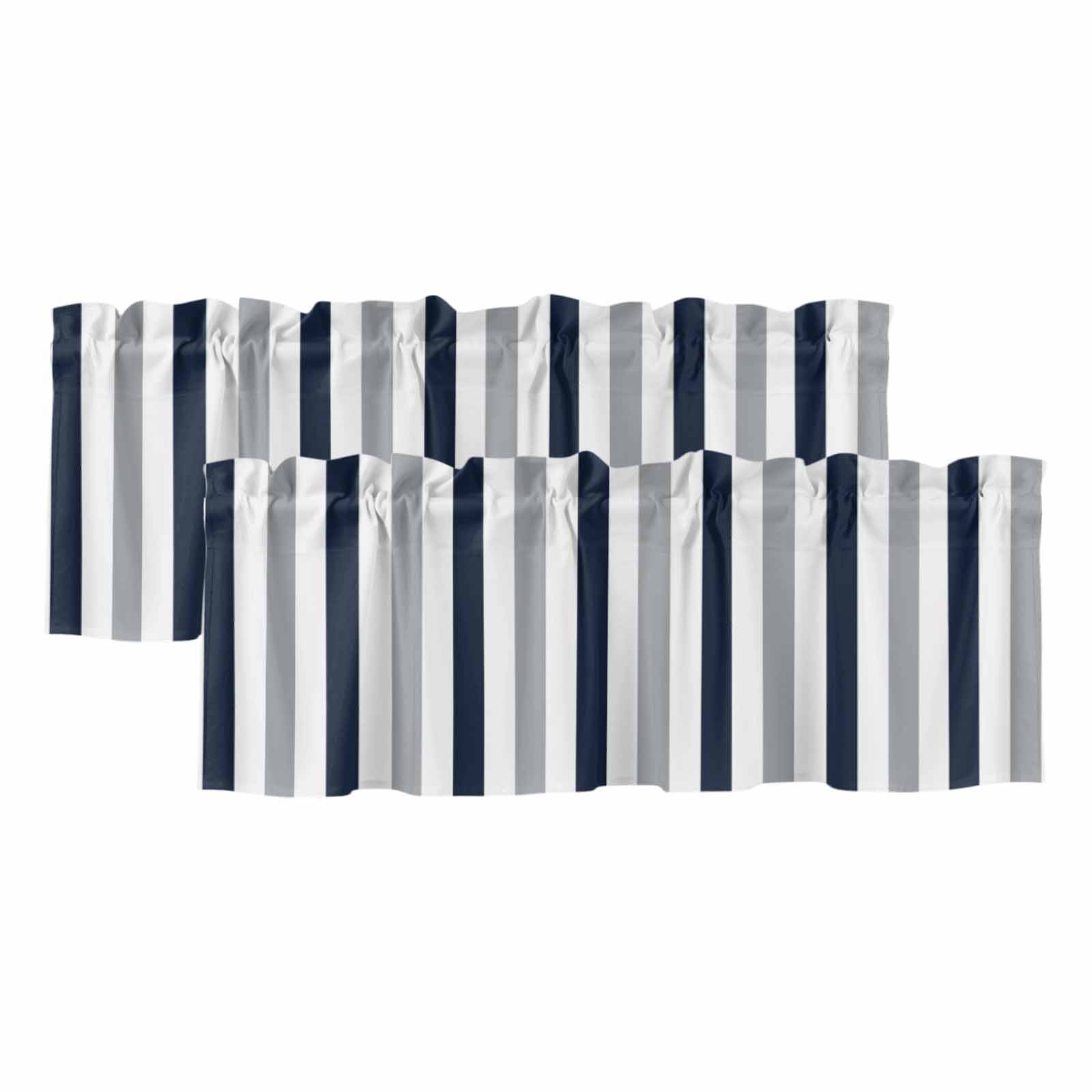 2 Pack Gray Navy Blue Striped Valance for Window Modern Abstract ...