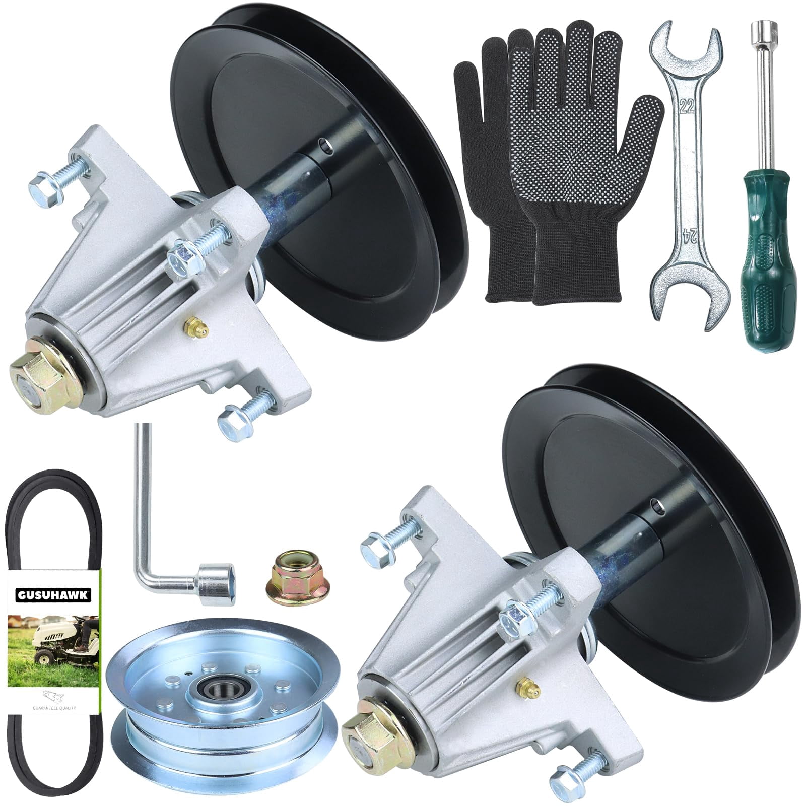 2 Pack Greased 918-05078A Spindle Assembly with 756-05034A Idler Pulley ...