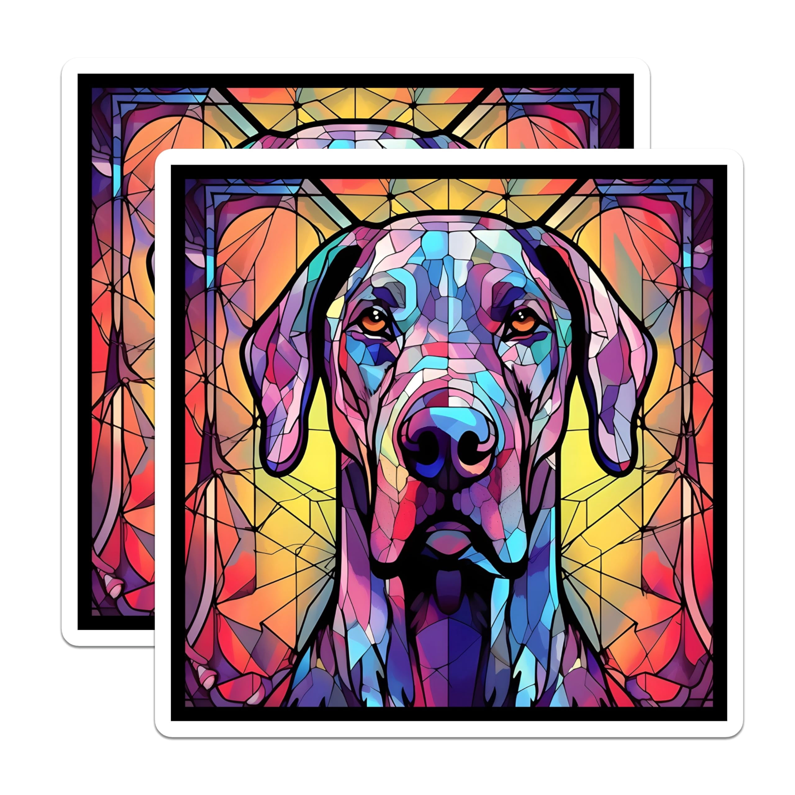 (2 Pack) Great Dane Magnets - Stained Glass Dog - Colorful Home Decor ...