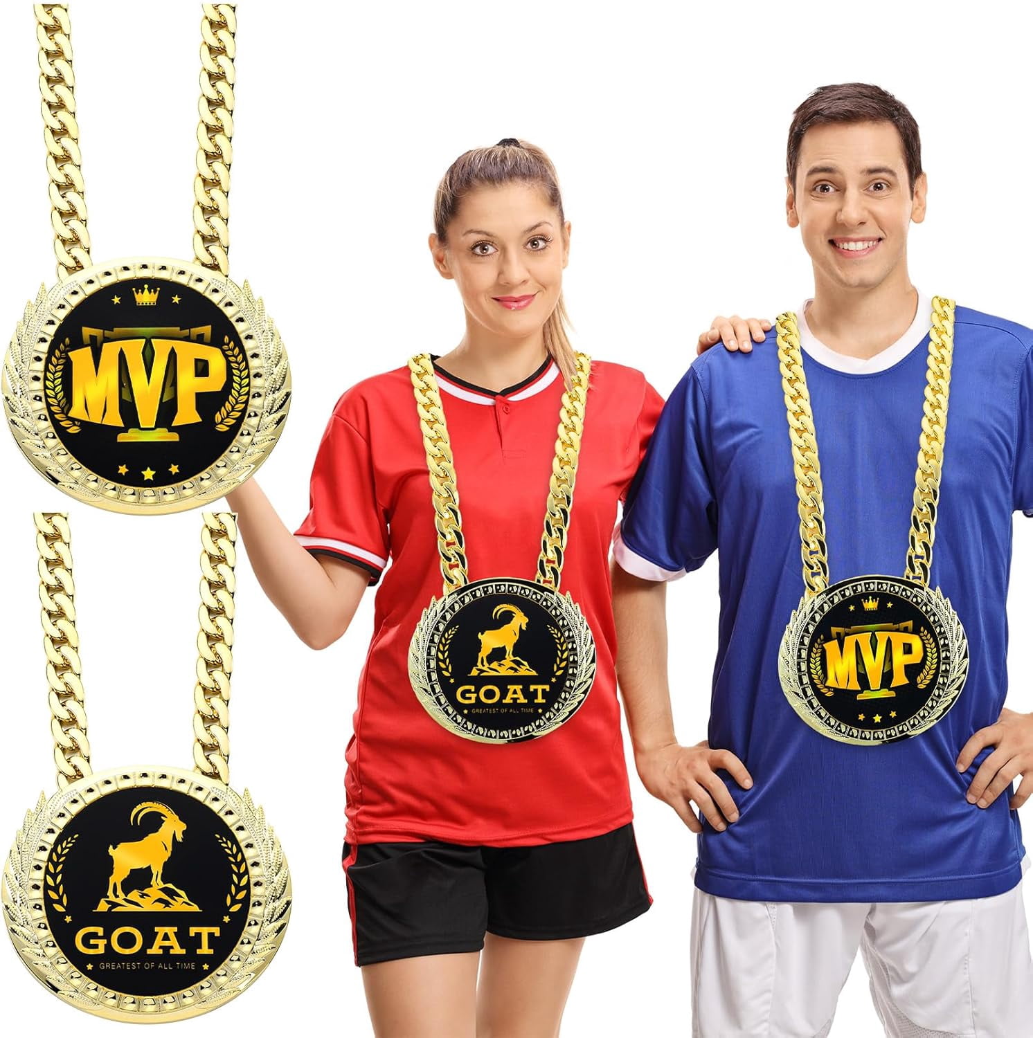 2 Pack Greatest of All Time Goat Turnover Chain Medal 6 Inch MVP Medal ...
