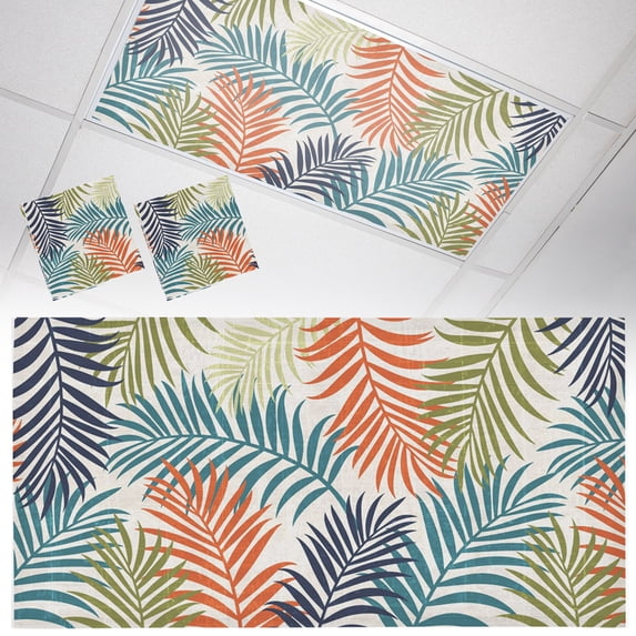 2 Pack Green Blue Palm Leaves Fluorescent Light Covers for Ceiling ...