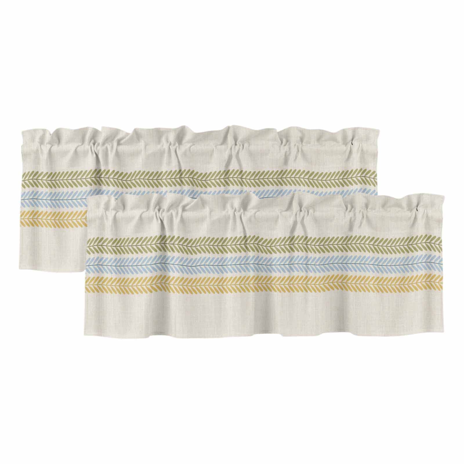 2 Pack Green Blue Yellow Leaf Valance for Window Country Vintage ...