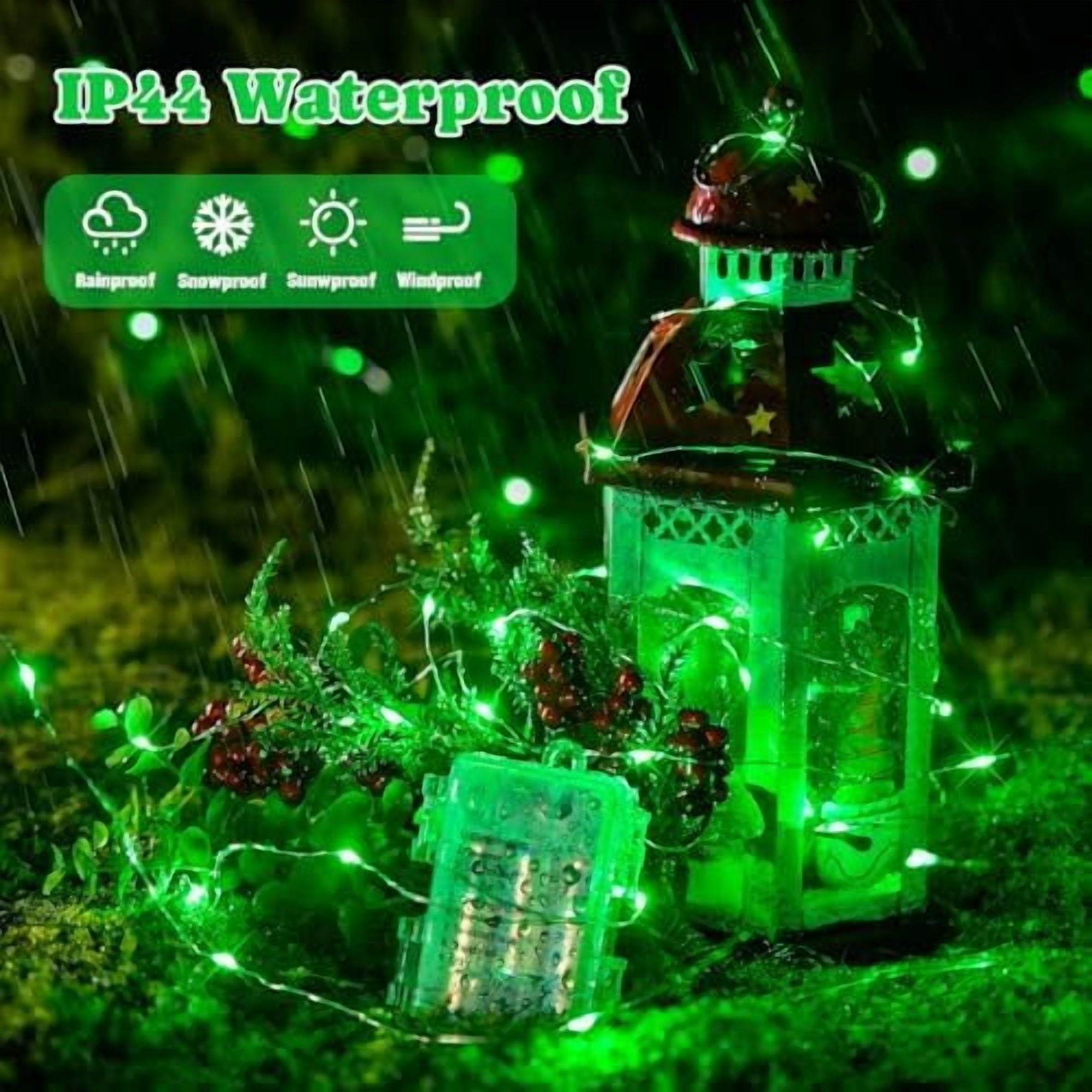 2 Pack Green Fairy Lights Battery Operated, Total 400 LED 132ft Twinkle ...