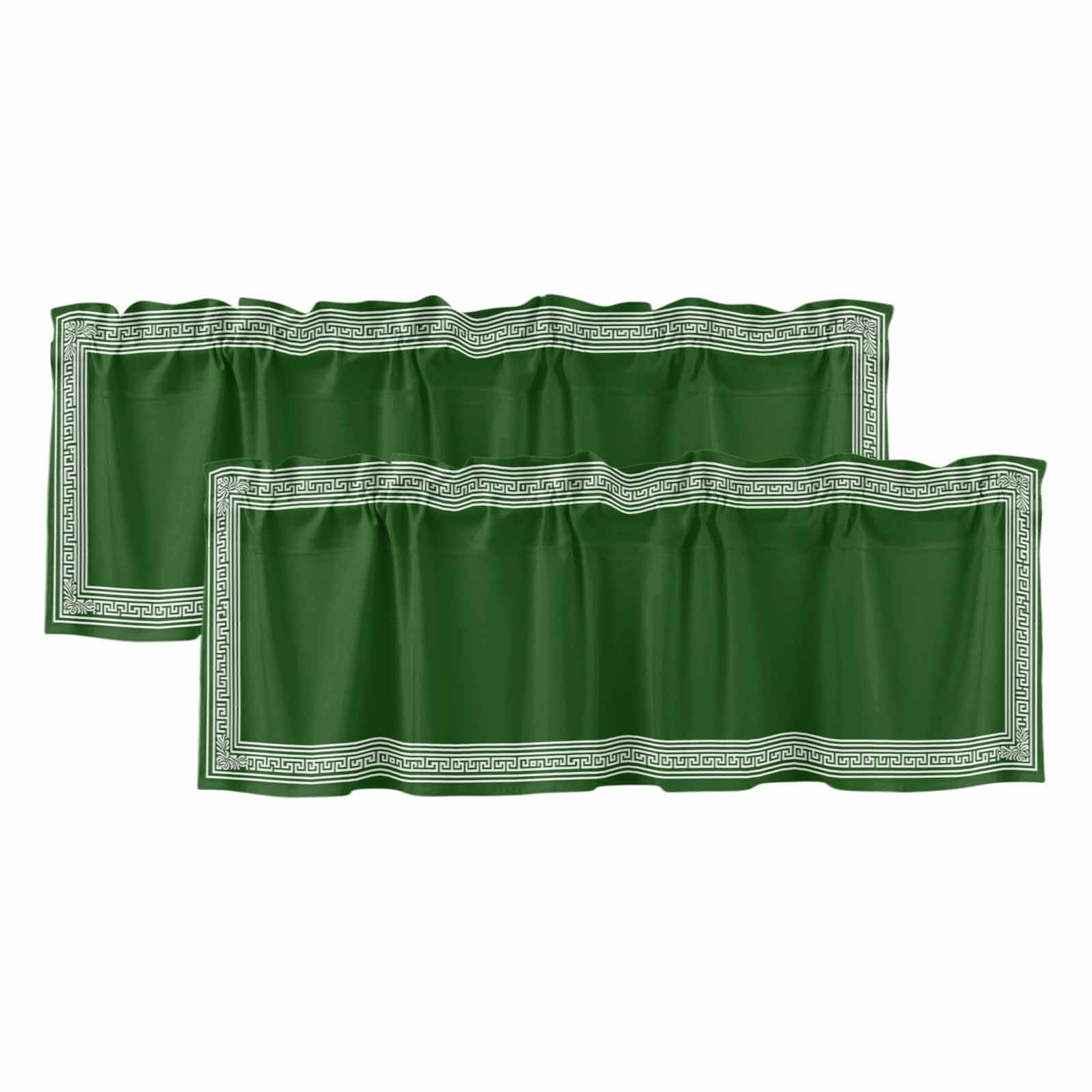 2 Pack Green Greek Key Valances for Windows Bedroom Living Room Window ...