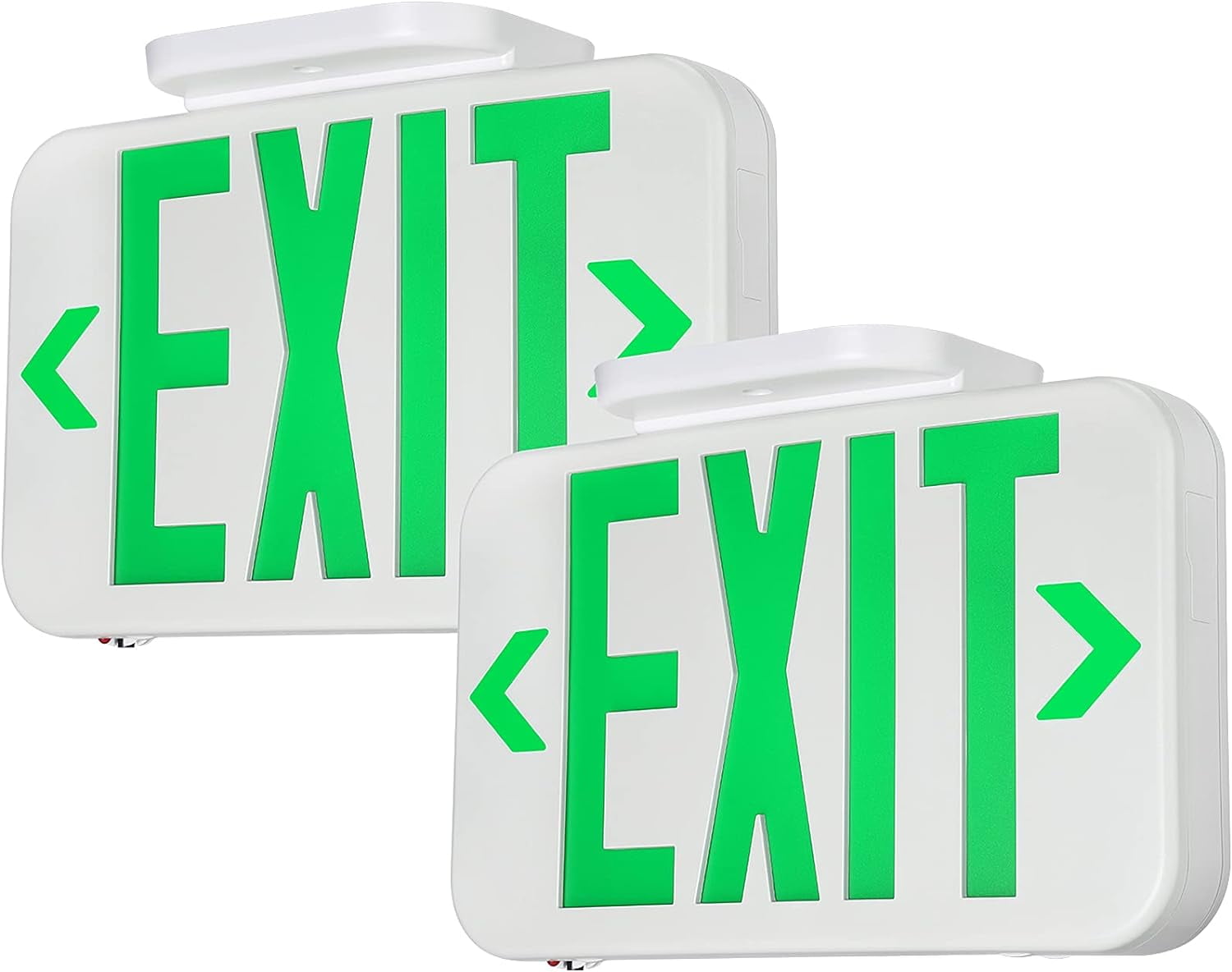 2 Pack Green LED Emergency Exit Light Sign, Battery Backup, 120V/277V ...