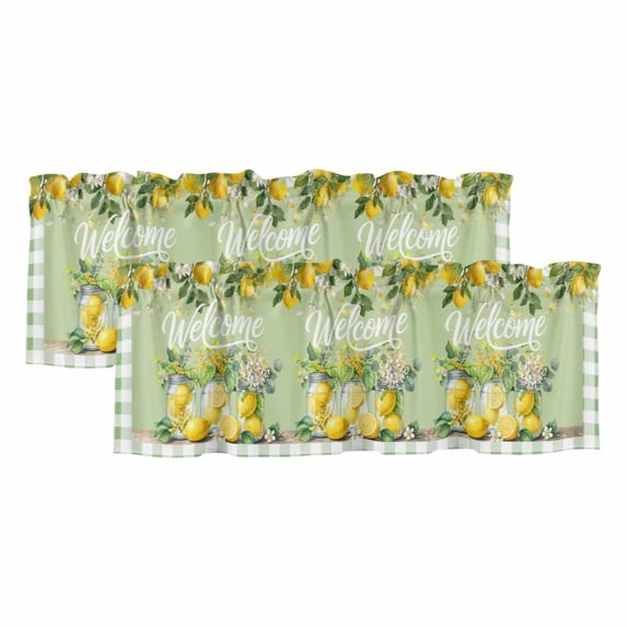 2 Pack Green Lemons Valance for Window Welcome Summer Fruit Flower ...