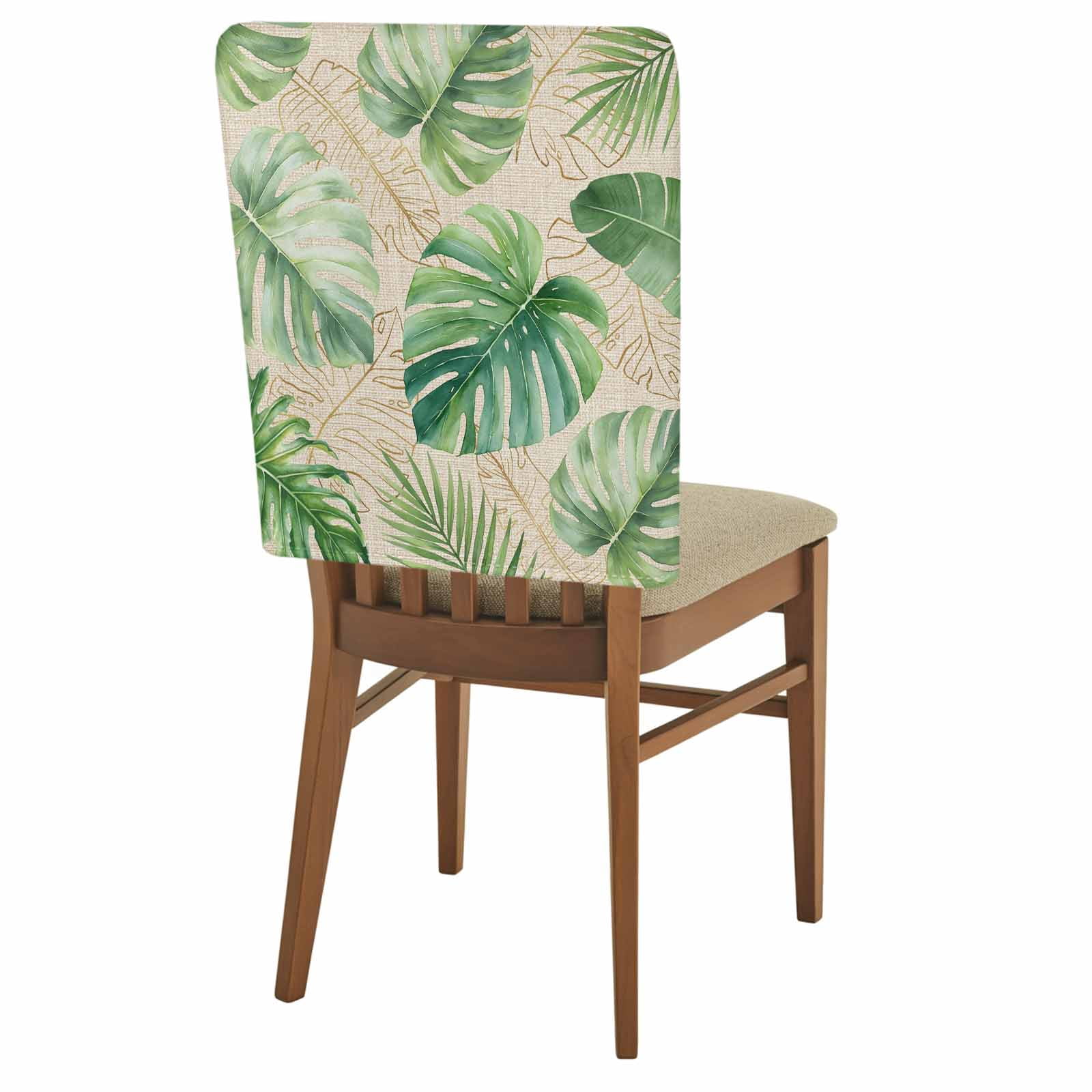 2 Pack Green Monstera Leaves Chair Back Covers Rustic Summer Tropical ...