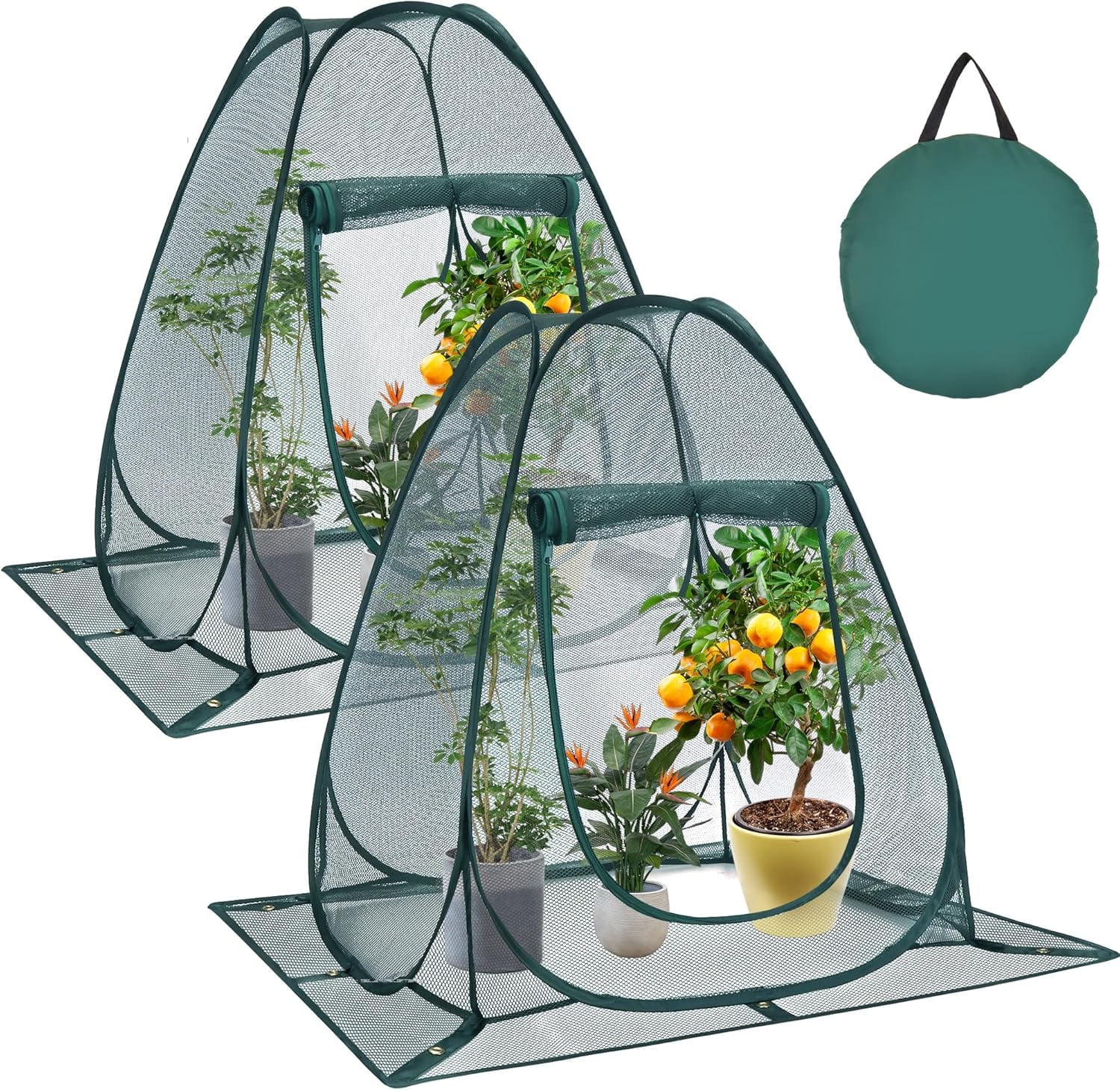 2-Pack Green Pop-Up Garden Netting Cover - 28×28×32 Inch Plant Guard ...