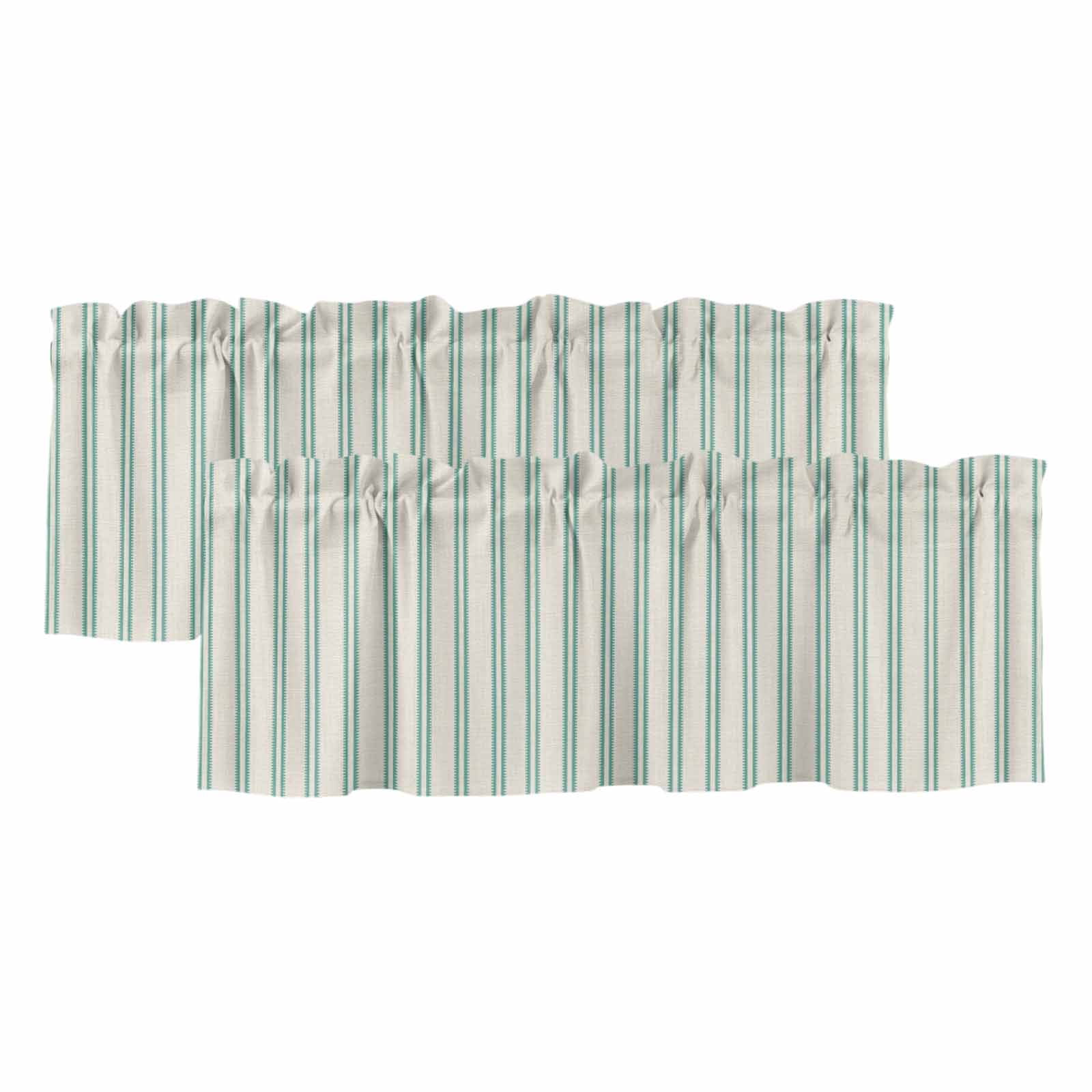 2 Pack Green Ticking Stripe Valance for Window Farmhouse Vertical Lines ...