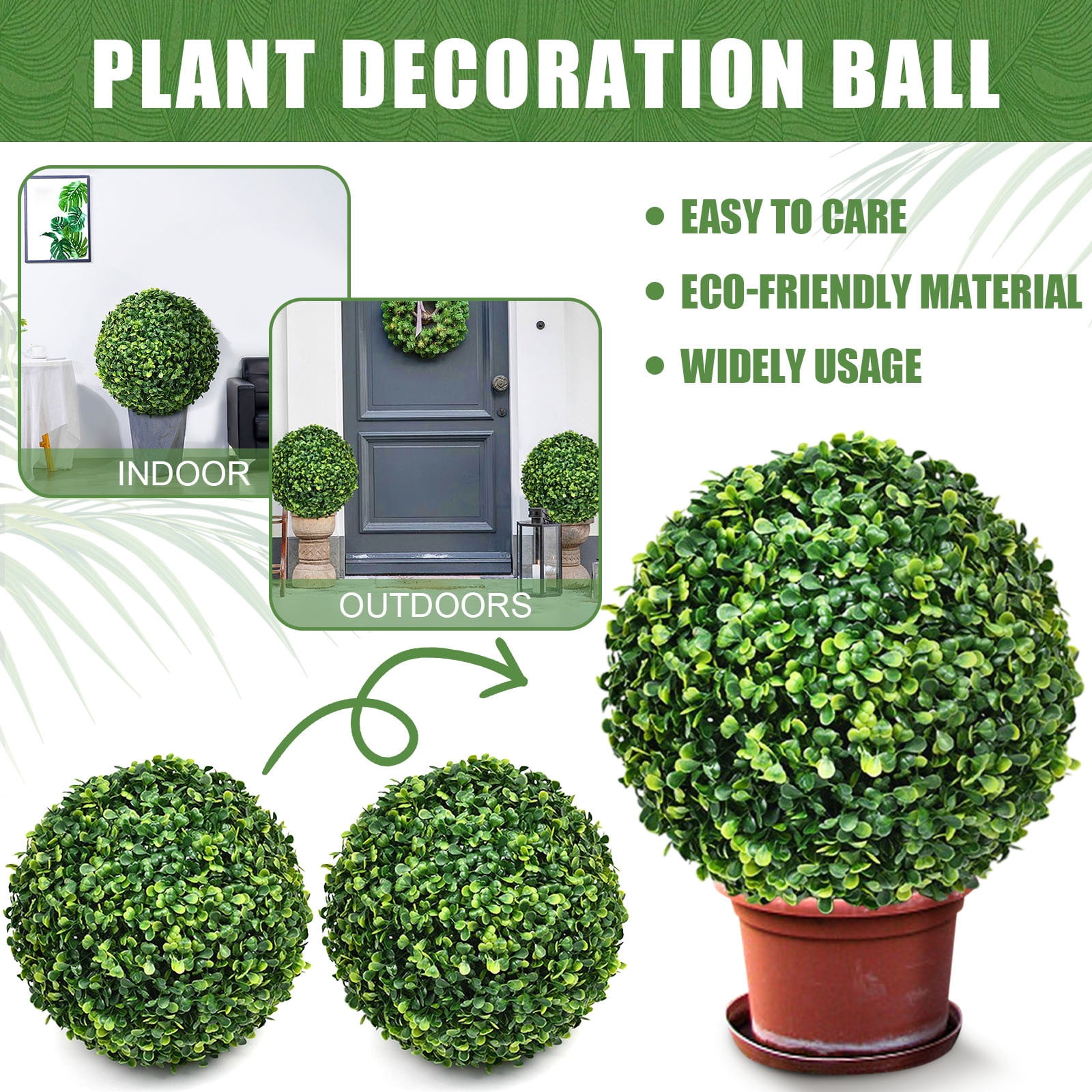 2 Pack Green Topiary Boxwood Balls 21 Inch, Artificial Plant Topiary ...