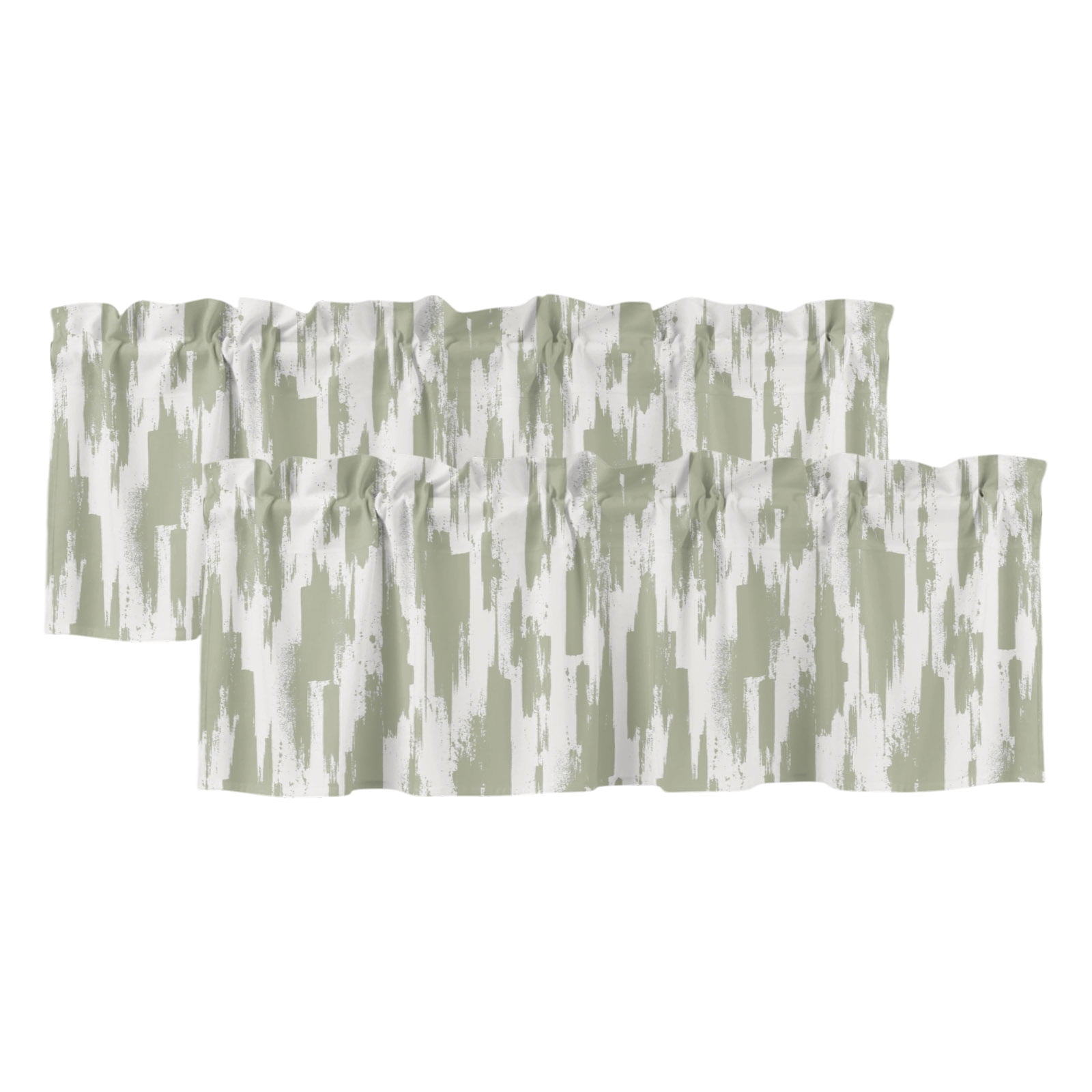2 Pack Green White Lines Valance for Window Modern Abstract Art ...