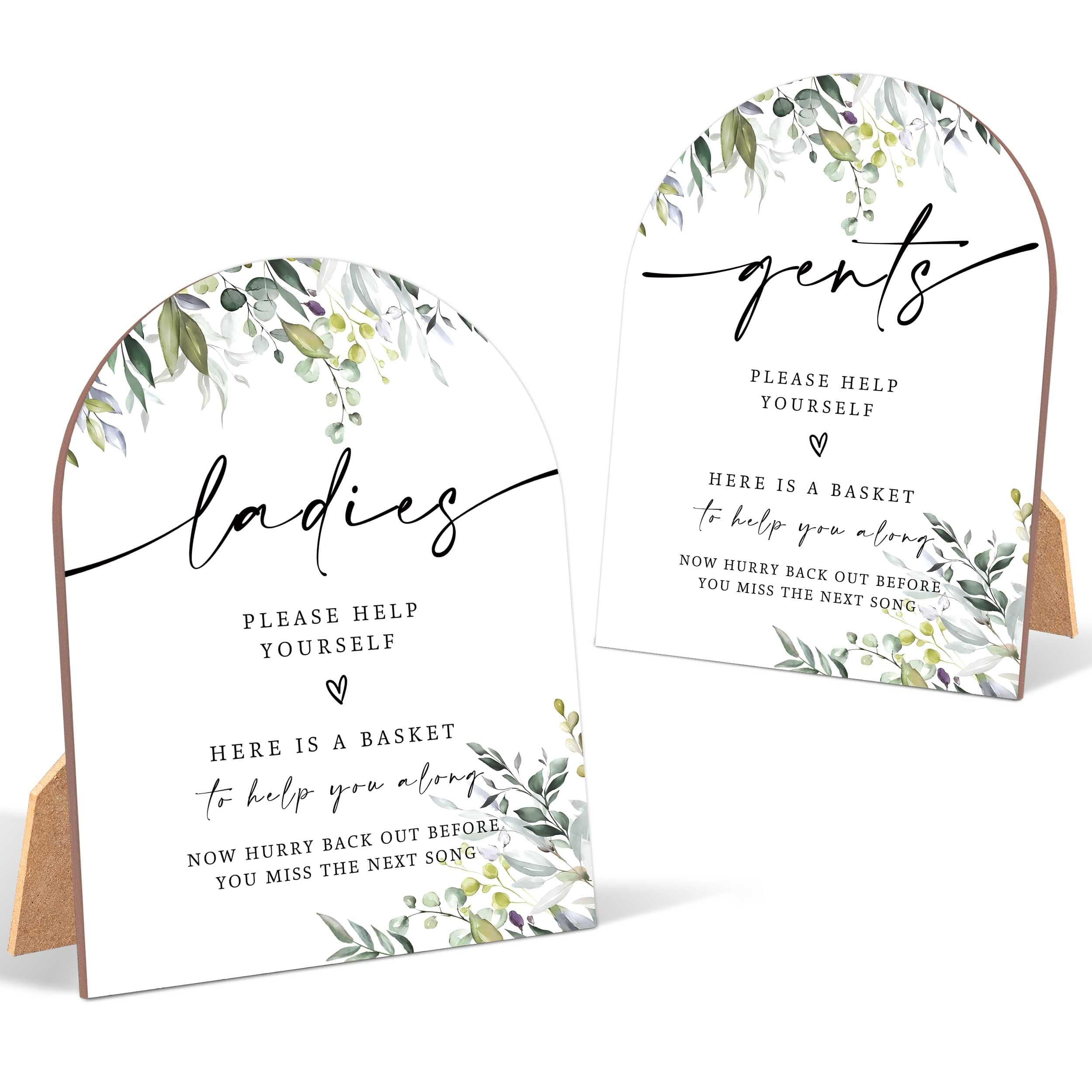 2 Pack Greenery FEV6 Bathroom Basket Ladies & Gents Signs For Wedding ...