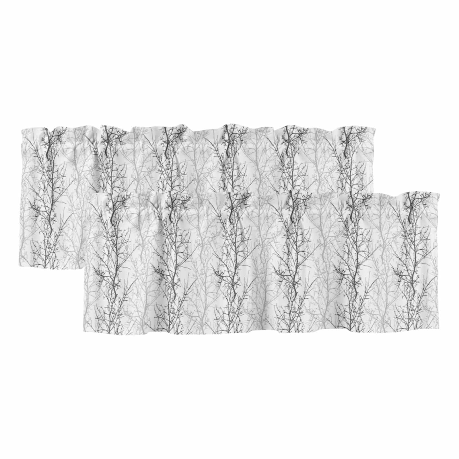 2 Pack Grey Tree Valance for Window Branch Kitchen Valance Rod Pocket ...