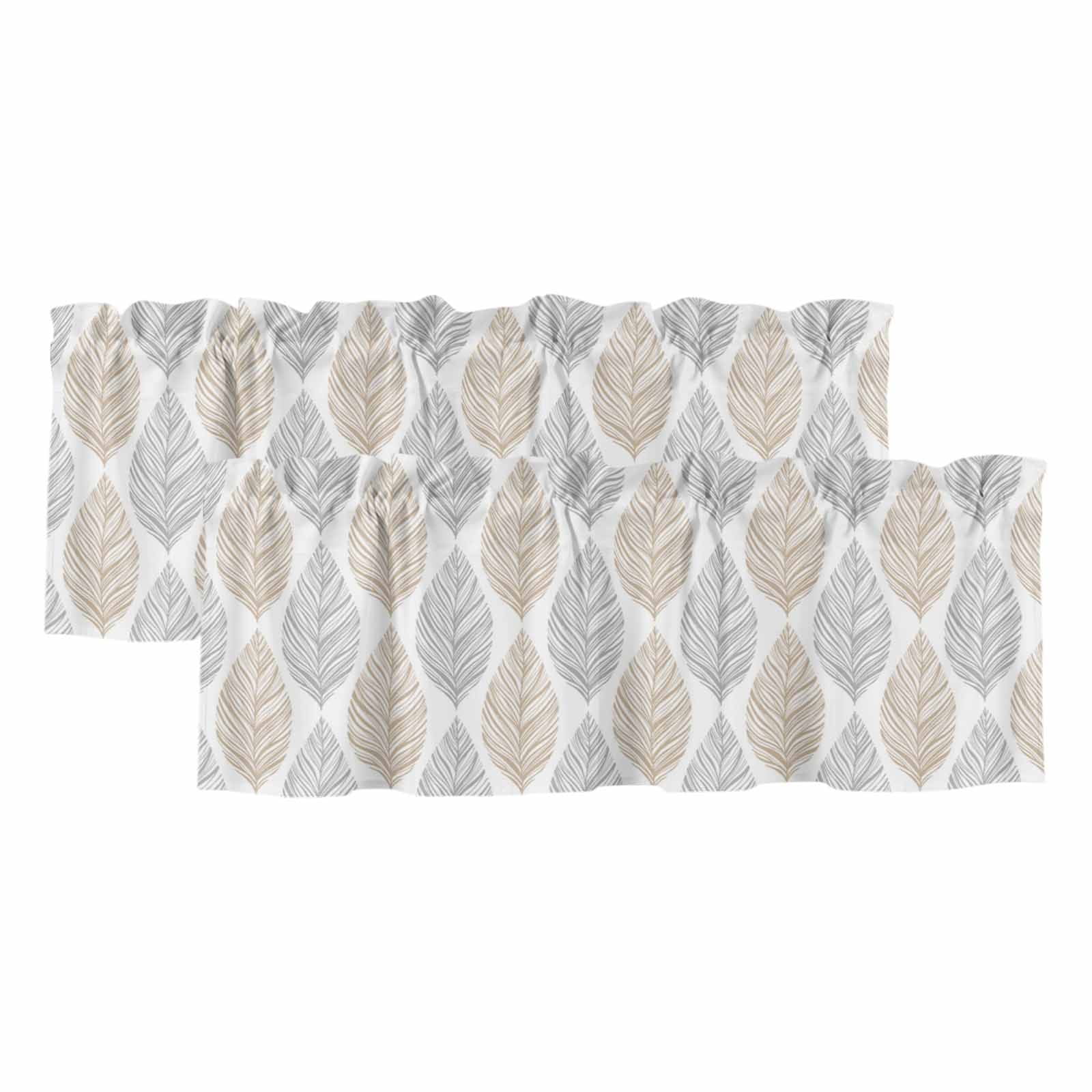 2 Pack Grey and Valance for Window Khaki Olive Leaf Texture Watercolor ...