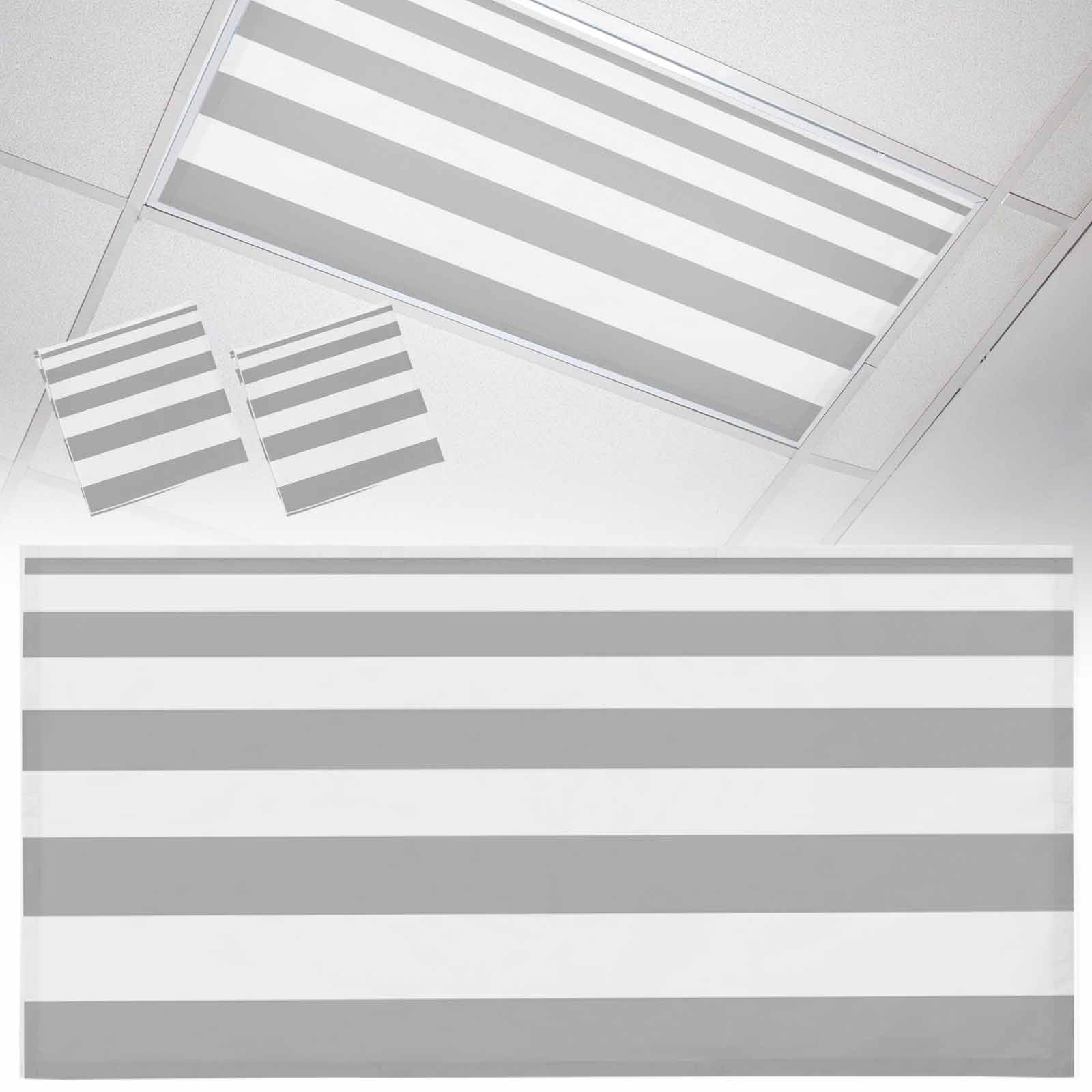 2 Pack Grey and White Stripe Fluorescent Light Covers for Ceiling ...
