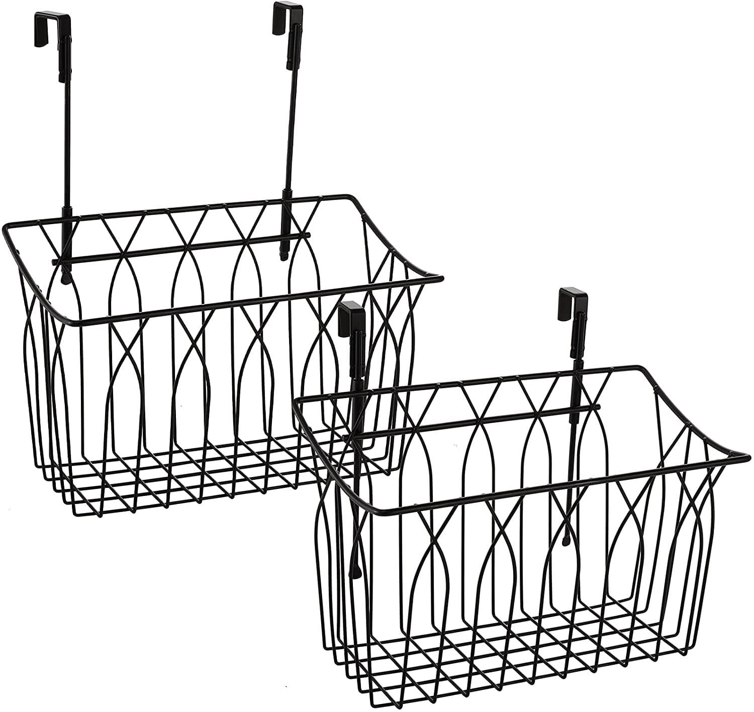 2 Pack Grid Storage Baskets with Hooks, Metal Hanging Wire Basket ...
