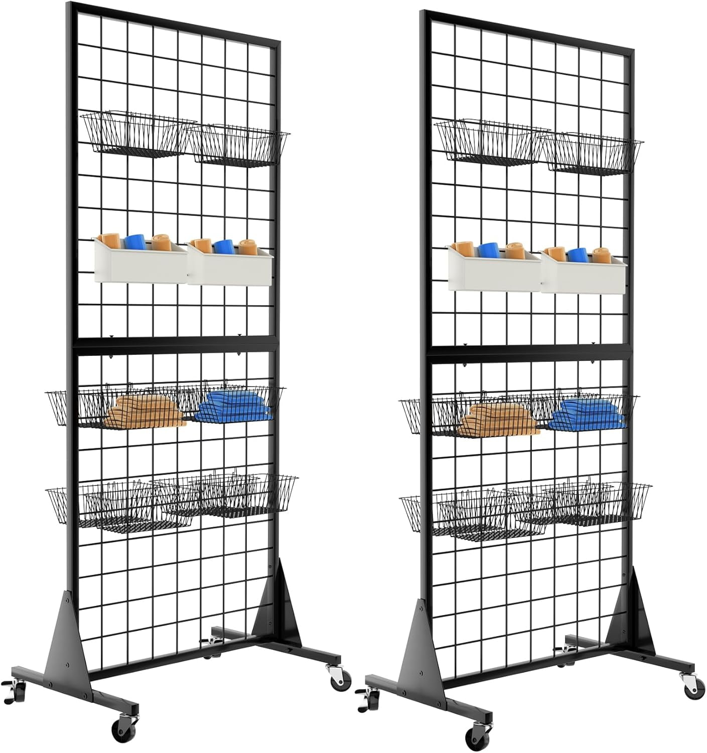 2-Pack Gridwall Panel Display Stand, 2'x5.5' Heavy Duty Floor Standing ...