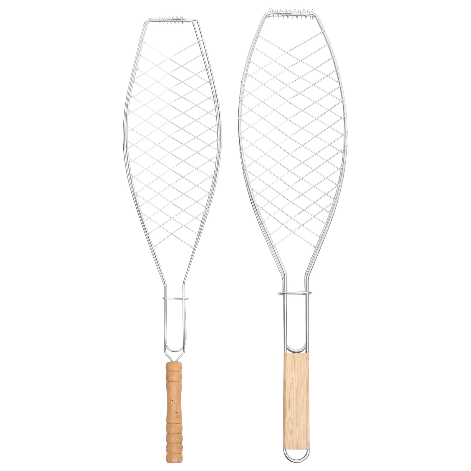 2 Pack Grill Fish Basket for Grilling Cooking Rack Rolling Baskets ...