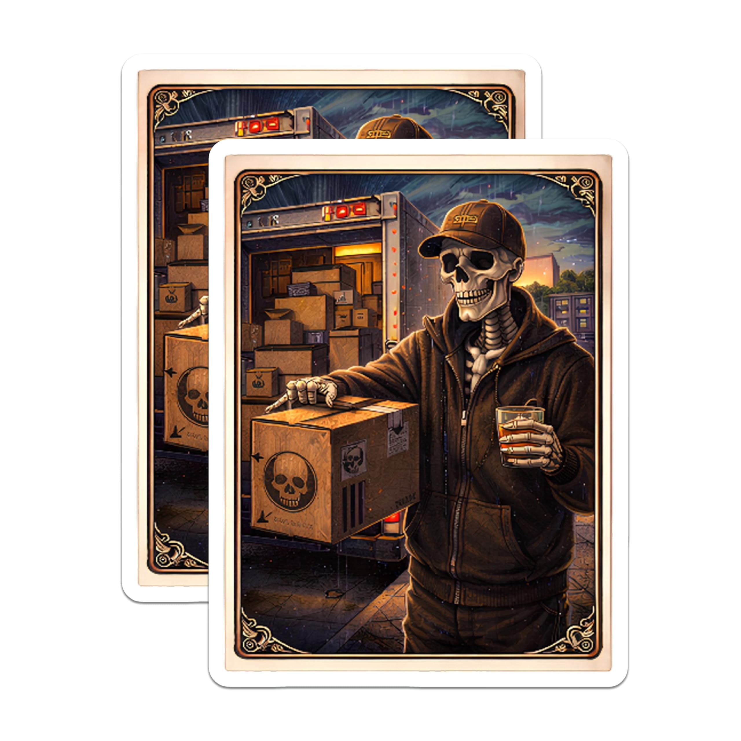 (2 Pack) Grim Reaper Stickers - Delivery Guy - Skull Stickers - 5" On ...