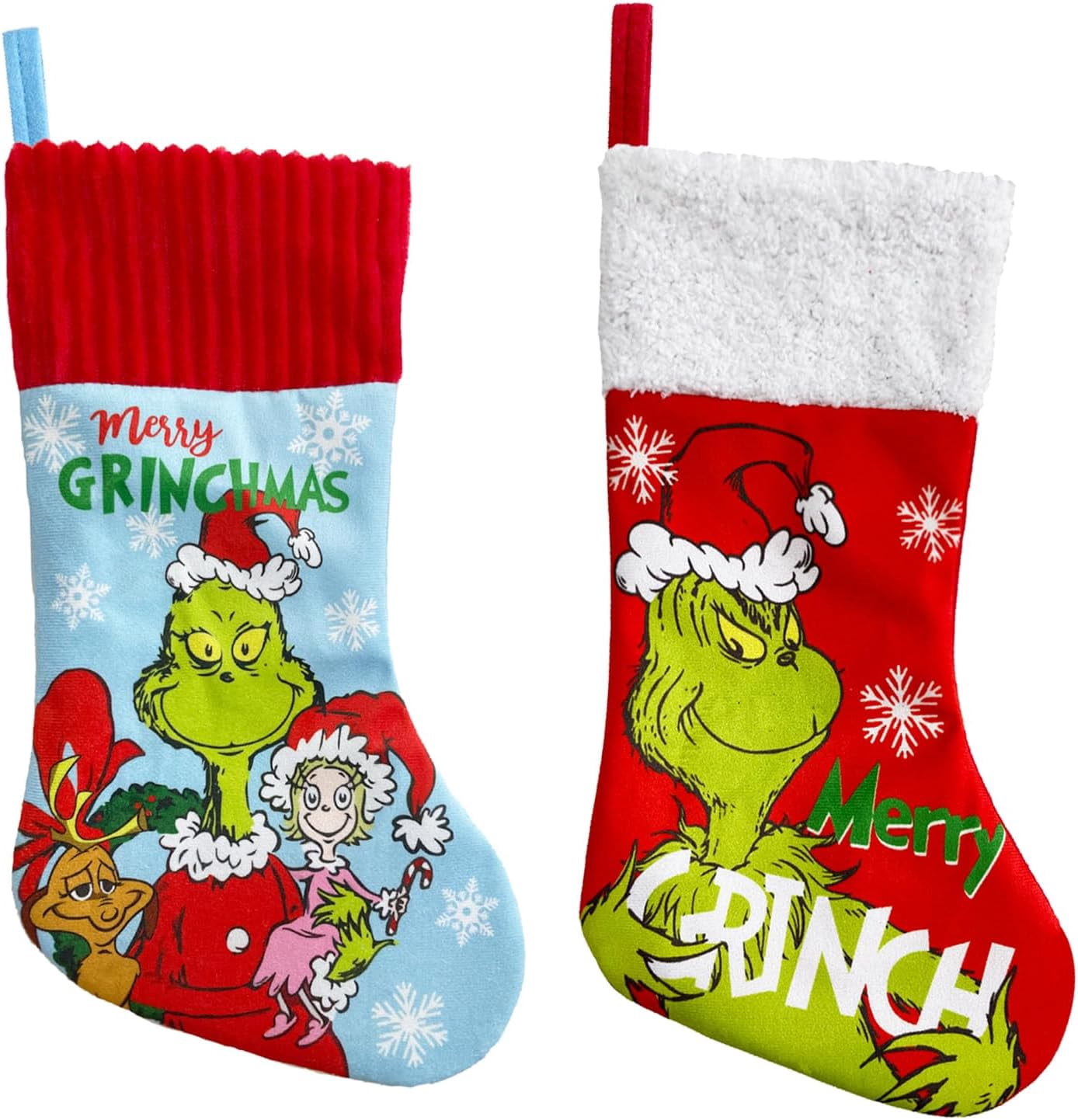2 Pack Grinch Christmas Stockings, 16 Inch Holiday Decorations for ...