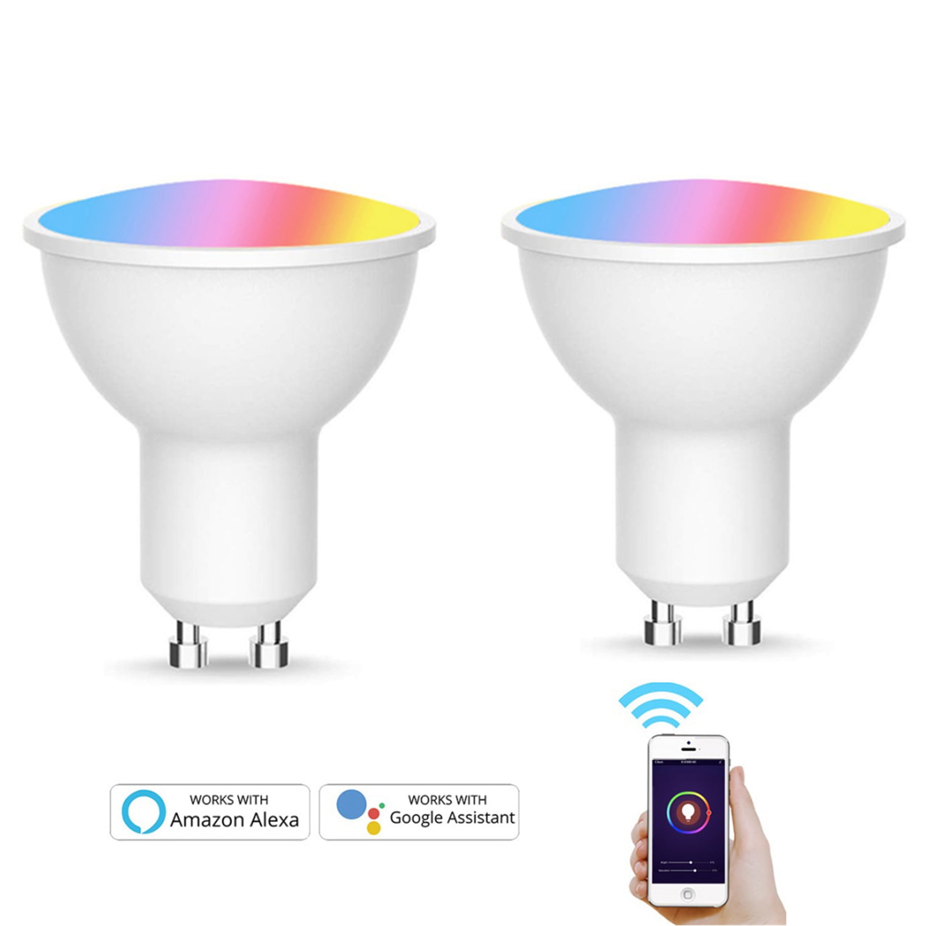 2 Pack Gu10 Smart LED Light Bulb RGBCW Color Changing Lights Dimmable ...