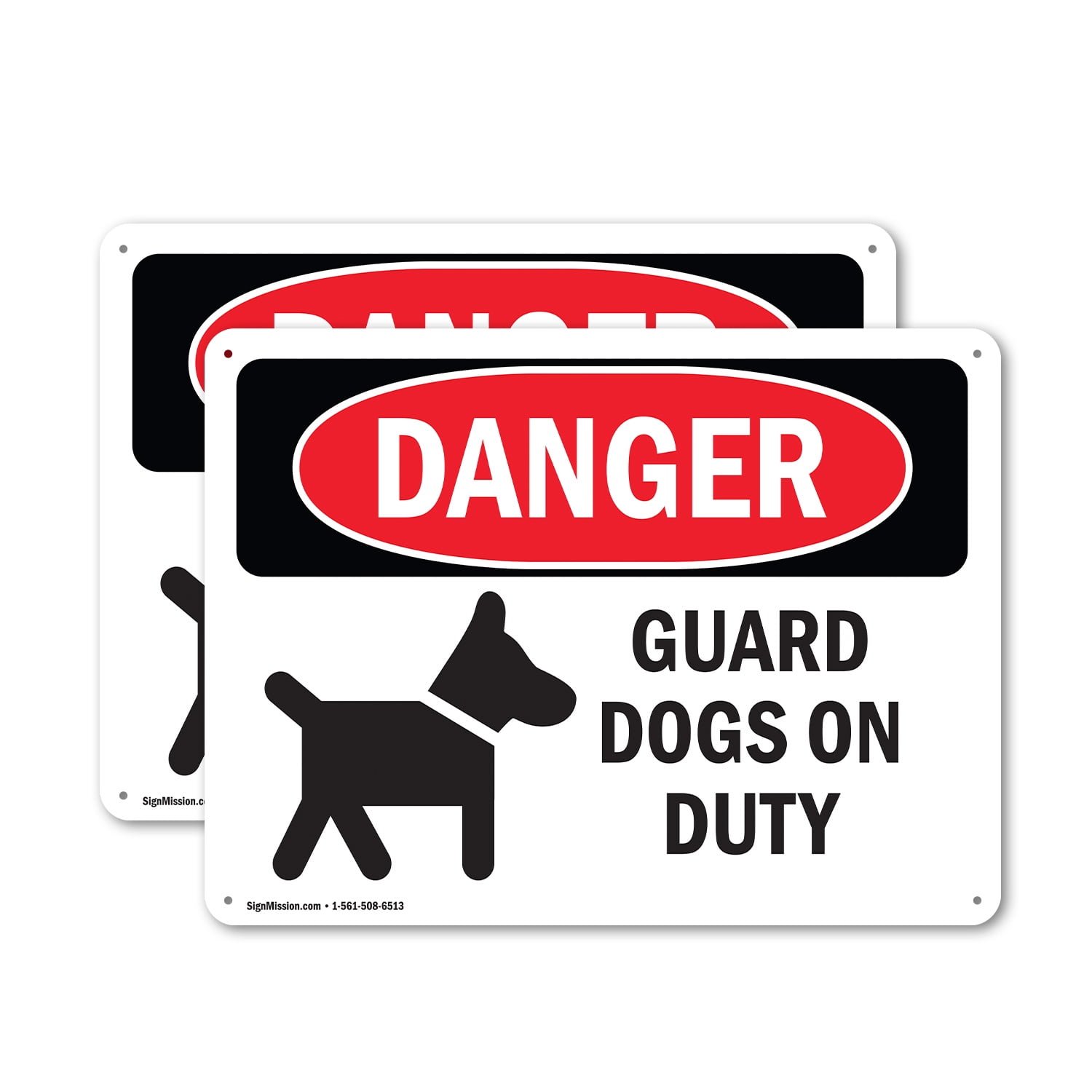 (2 Pack) Guard Dogs On Duty OSHA Danger Sign 14 Inch X 10 Inch Plastic ...