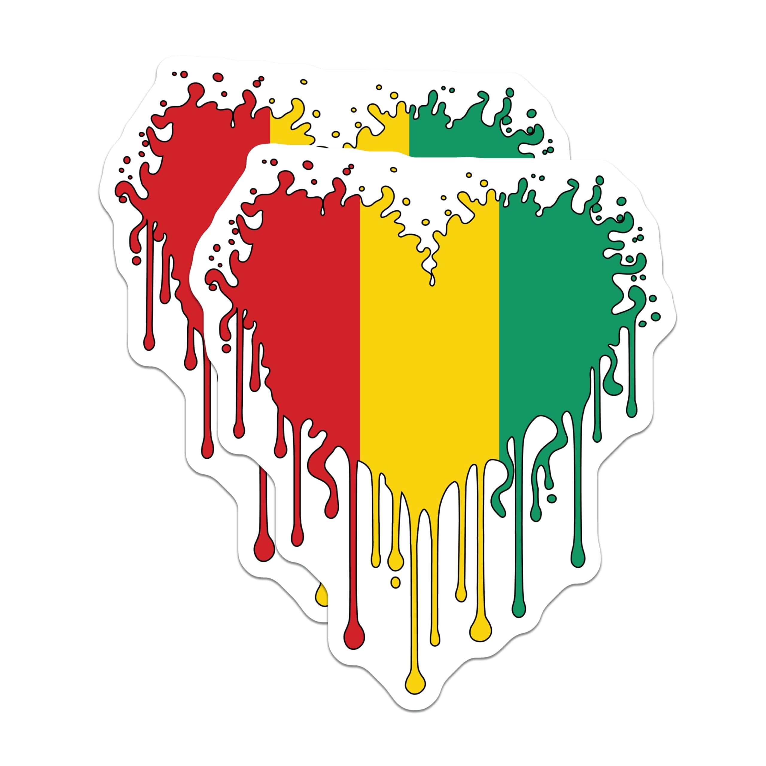 (2 Pack) Guinea Flag Stickers - Heart Shape Drip - Guinean Pride - 5 ...