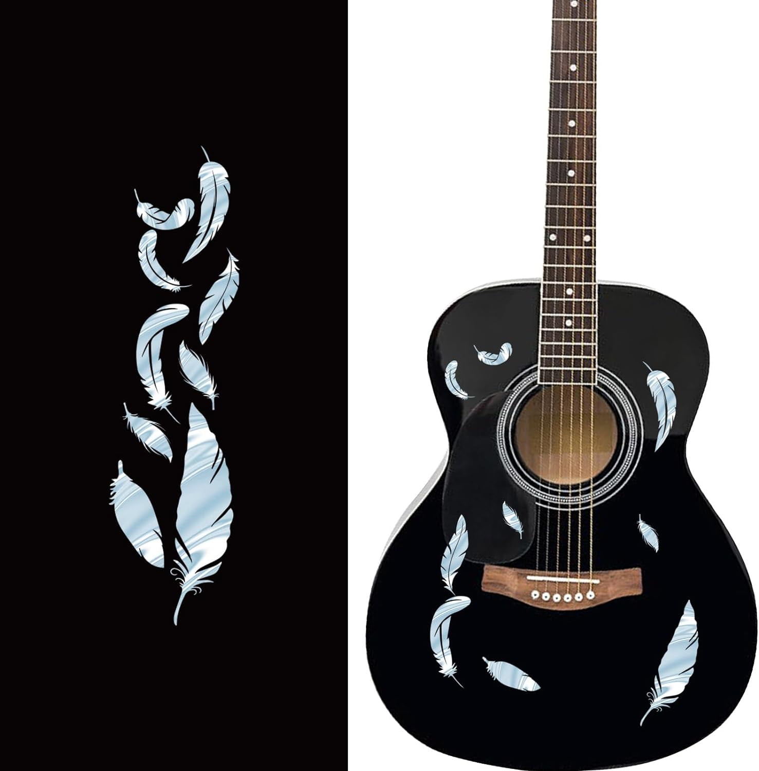 2 Pack Guitar Guard Board Stickers Removable Blue Feathers Decals DIY ...