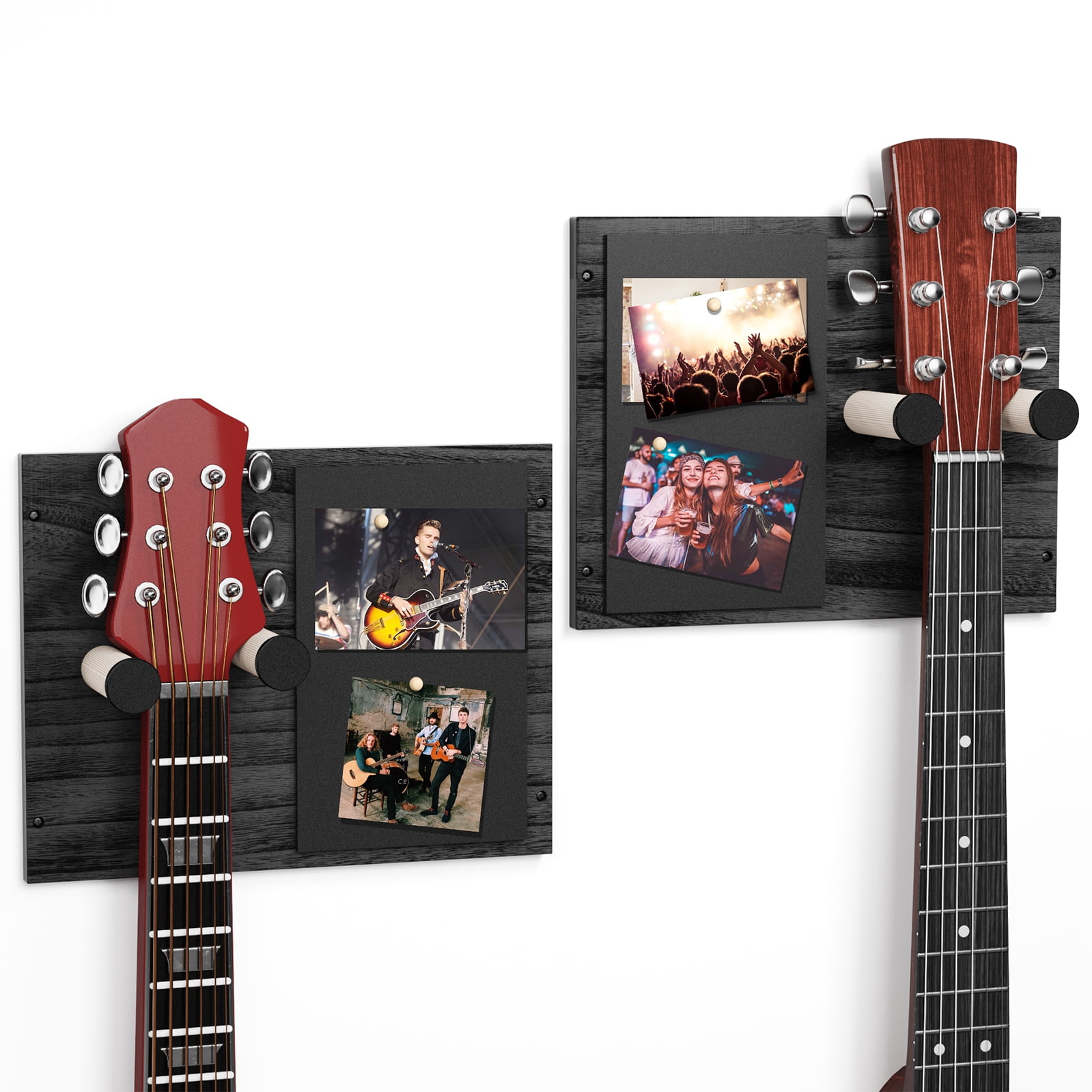 2 Pack Wooden Guitar Wall Mount with Photo Display, Guitar Holder Wall ...