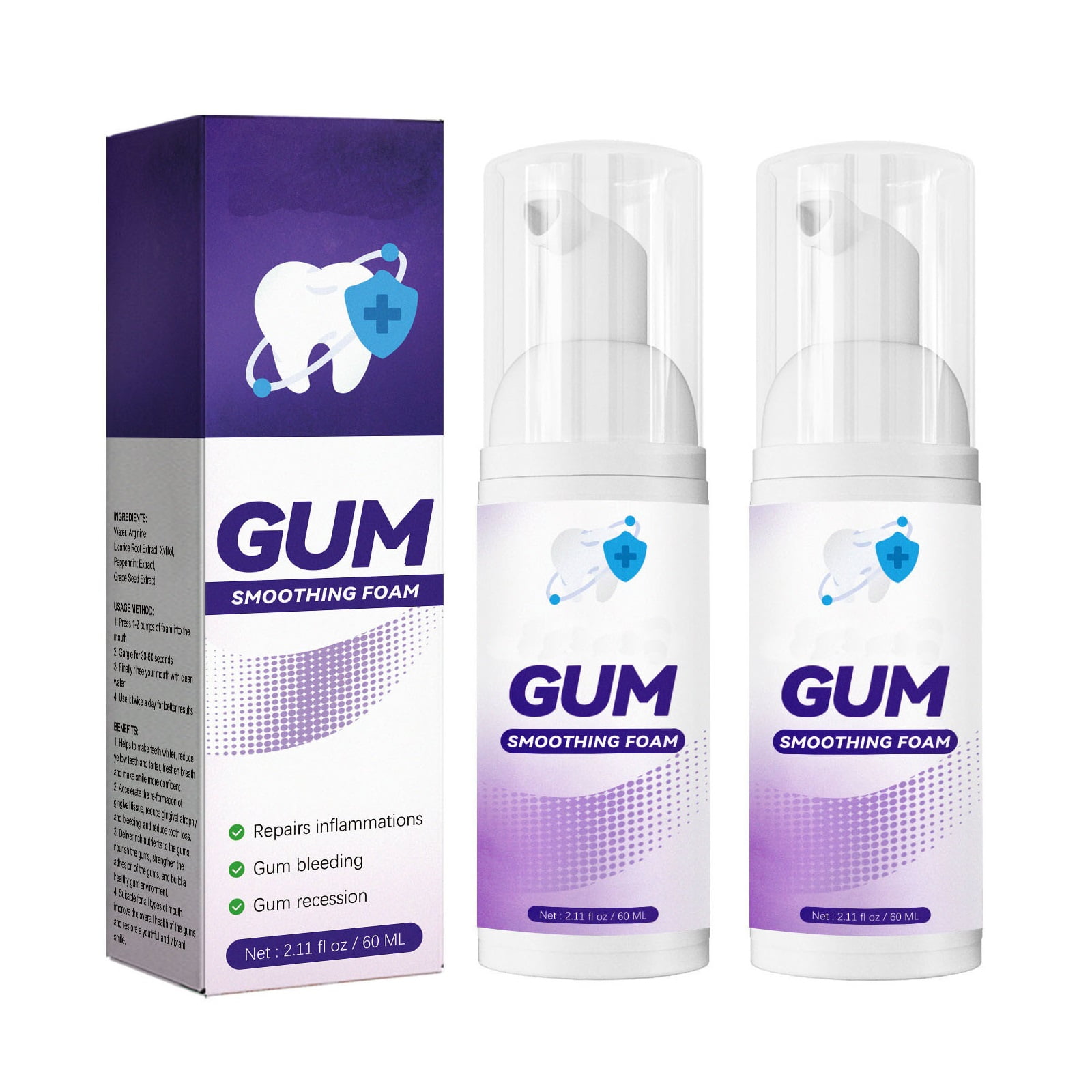 2 Pack Gum Care Foam, Anti-Inflammatory, Gum Tissue Regeneration And ...