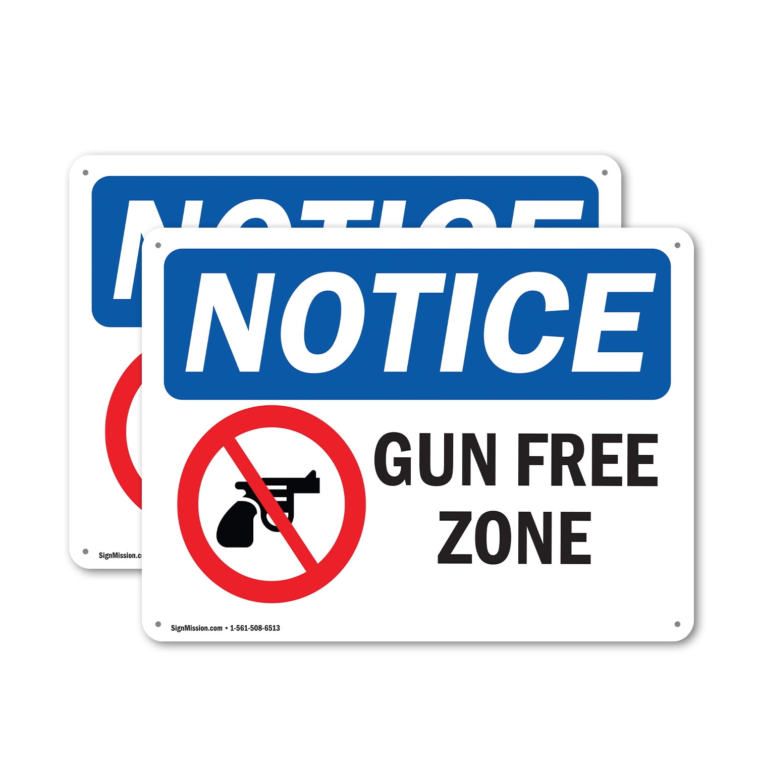 (2 Pack) Gun Free Zone OSHA Notice Sign 10 Inch X 7 Inch Plastic Sign ...