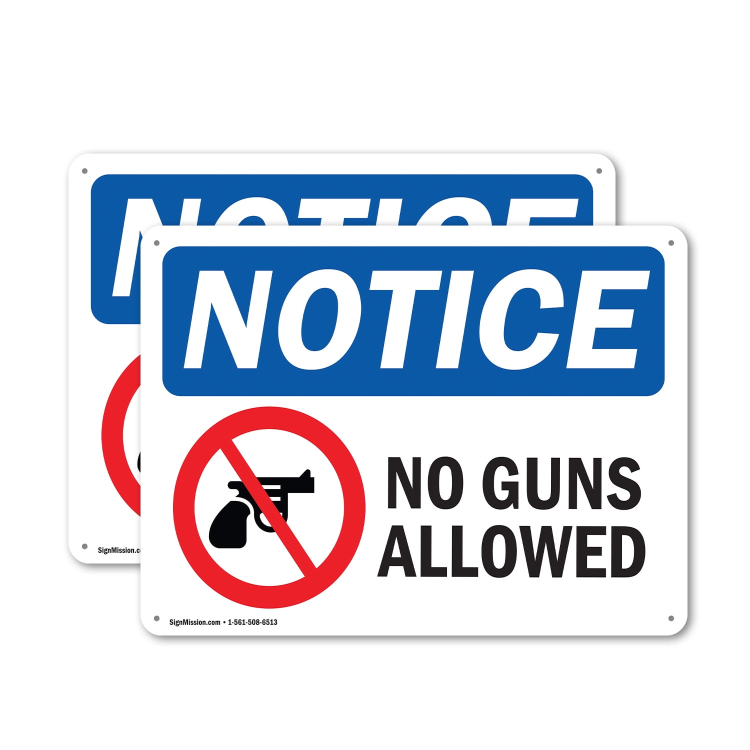(2 Pack) No Guns Allowed OSHA Notice Sign 18 Inch X 12 Inch Indoor ...