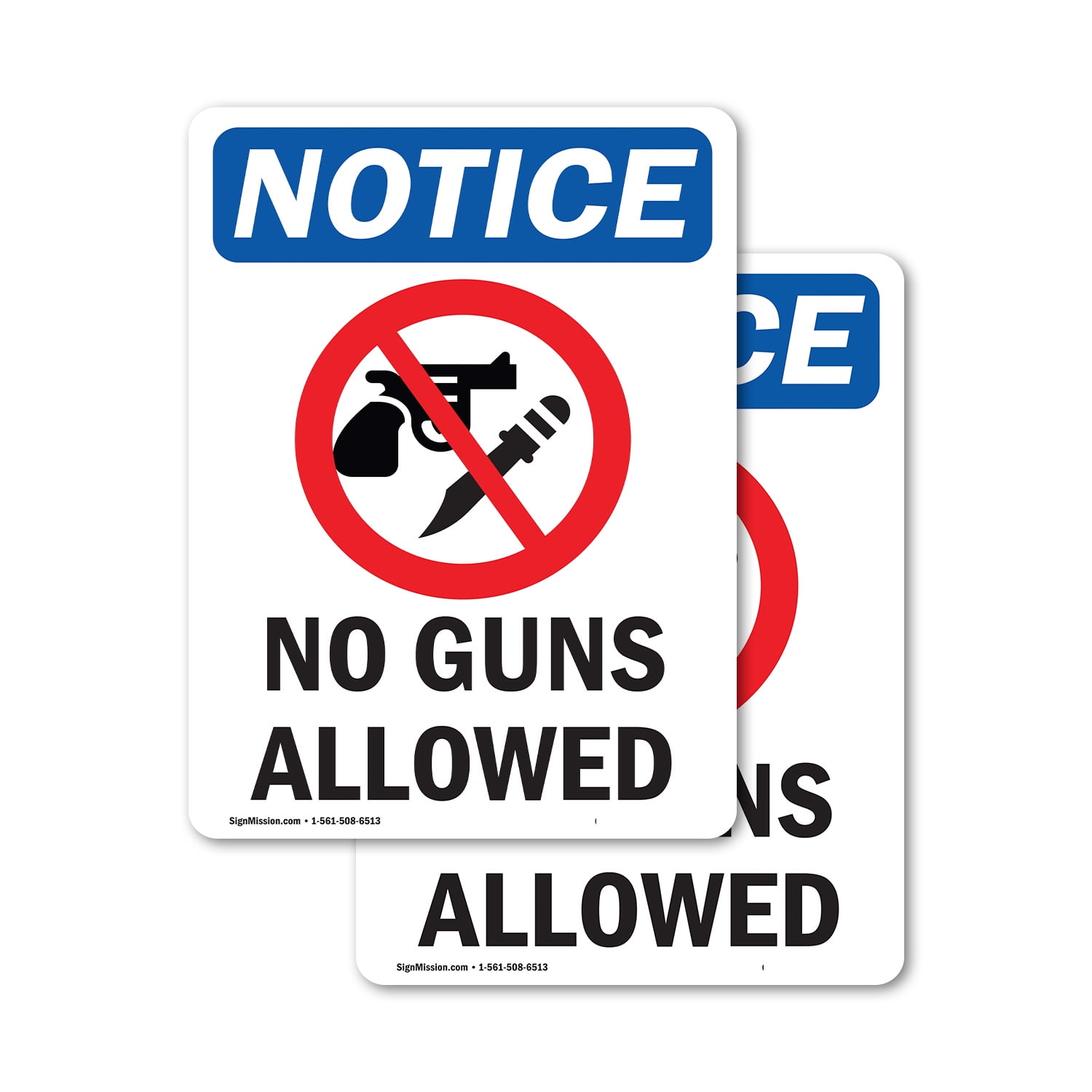 (2 Pack) No Guns Allowed Sign With Symbol OSHA Notice Sign 10 Inch X 14 ...