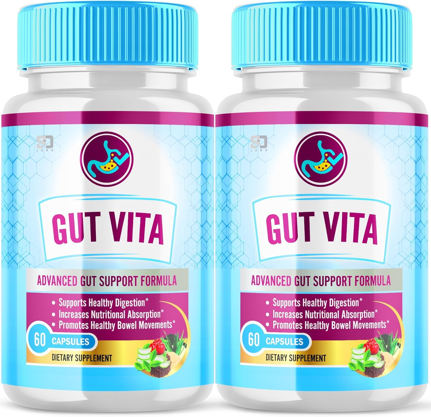 (2 Pack) Gut Vita Advanced Gut Support Formula Capsules Capsules for ...