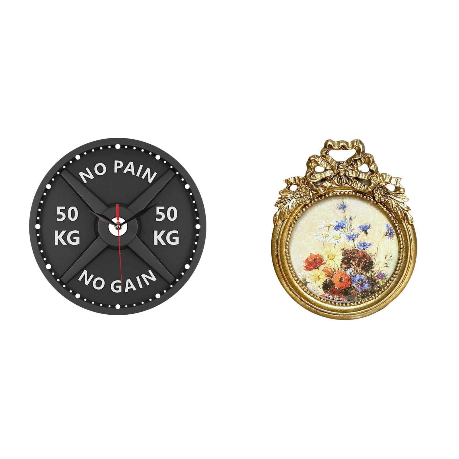 2 Pack Gym Clock Wall Clock Picture Frame with Vintage European Design ...