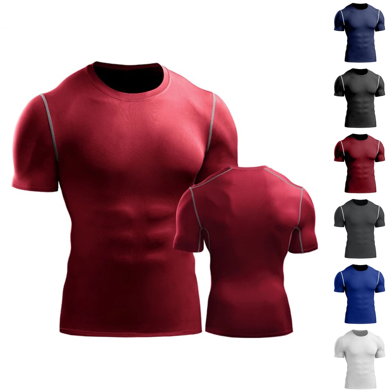 2 Pack Gym T Shirts for Men Short Sleeve Crewneck Tees Tops Mens Casual ...