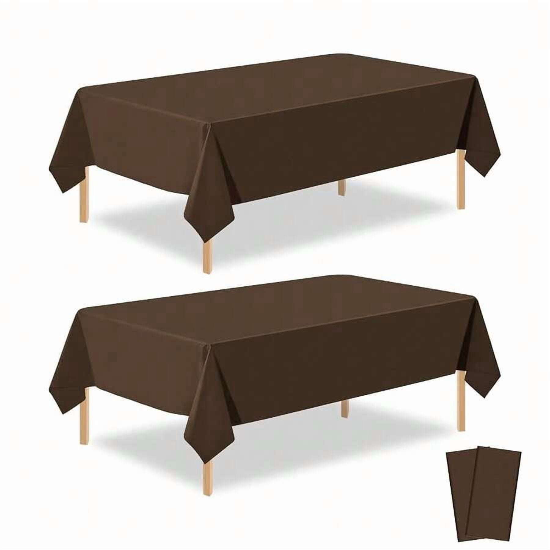 2 Pack H02Brown Disposable Plastic Rectangle Tablecloth 54x108 Inch For ...