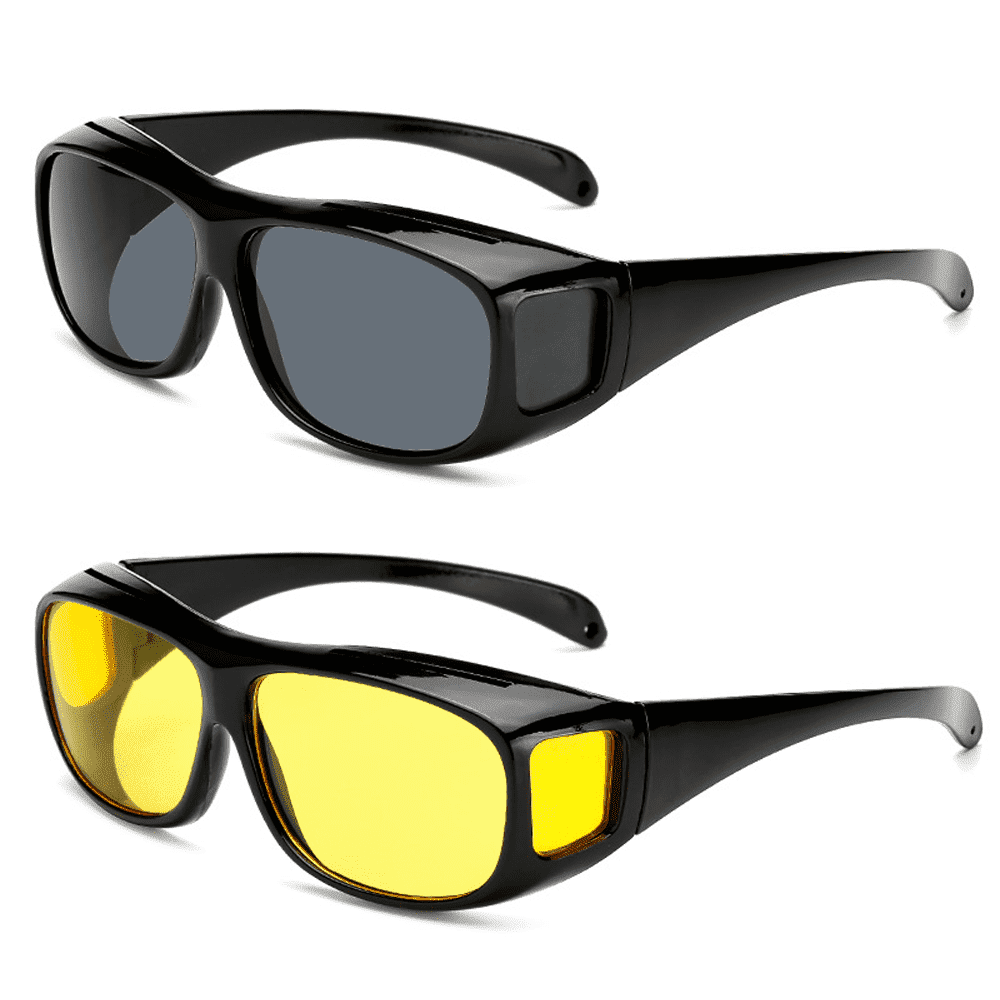2-Pack HD Night Driving Glasses, Men Women Fit Over Sunglasses, Anti ...