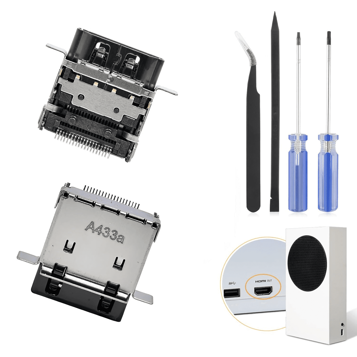 2 Pack HDMI Port Replacement for Xbox Series S Socket Jack Interface ...