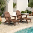 2 Pack HDPE 4-in-1 Adirondack Patio Rocking Chair with Ottoman, Teak ...