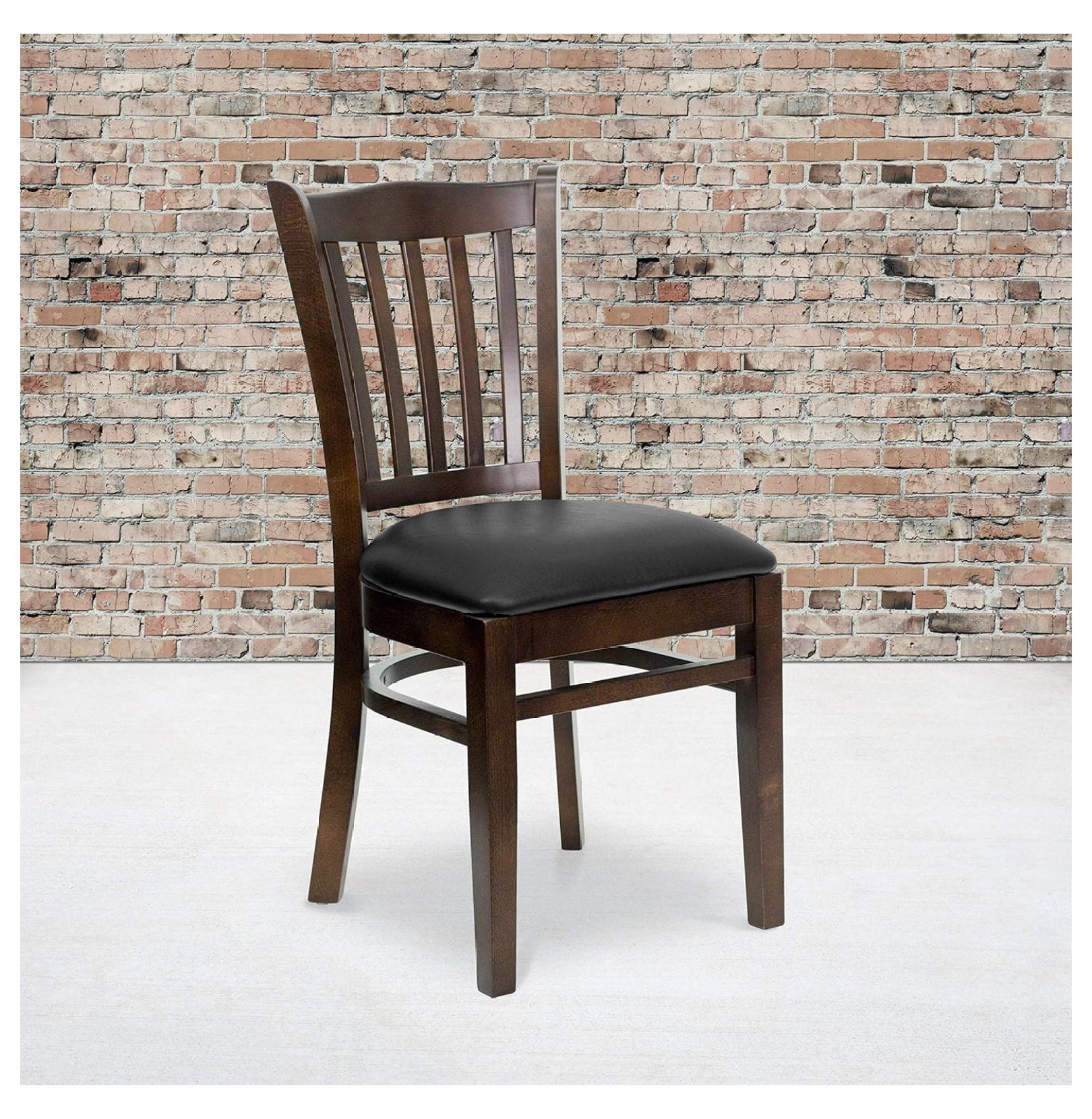 2 Pack HERCULES Series Vertical Slat Back Walnut Wood Restaurant Chair ...
