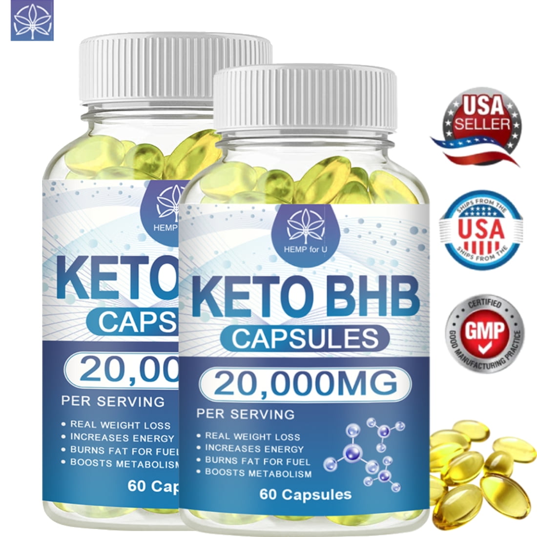 (2 Pack) HFU Brand Keto Capsules 20000MG Slimming Weight Loss Detox ...
