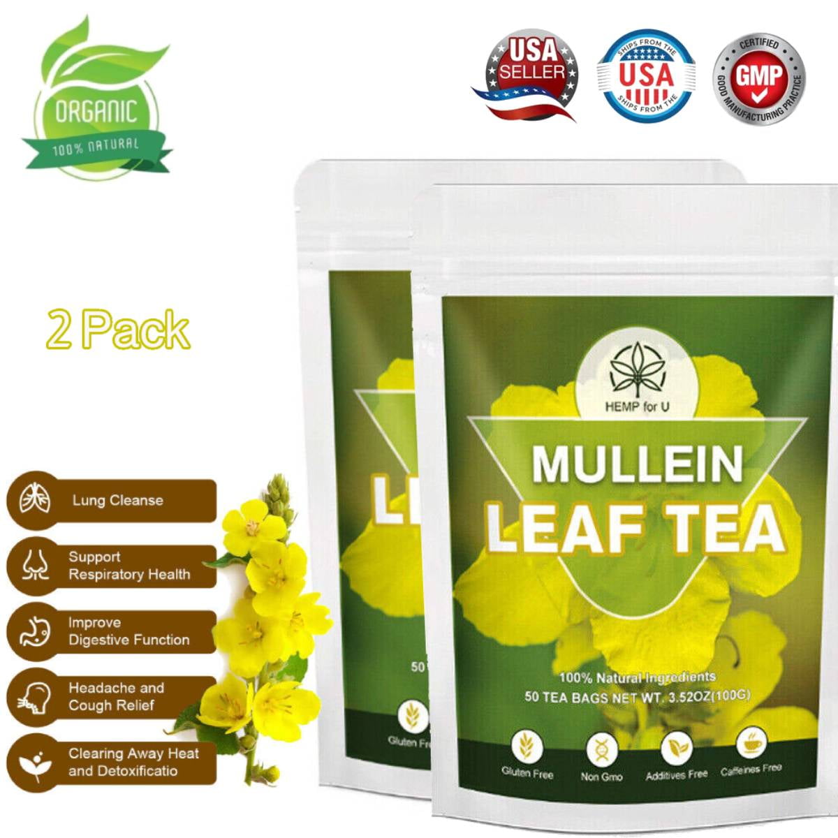 (2 Pack) HFU Mullein Leaf Tea Lung Detox Enhance Immunity,with Vitamin ...