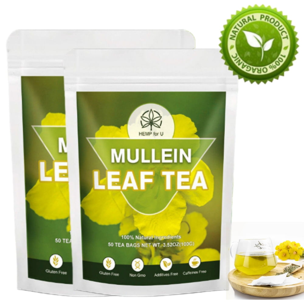 (2 Pack) HFU Natural Mullein Leaf Tea 100 Bags , Made with 100% Pure ...
