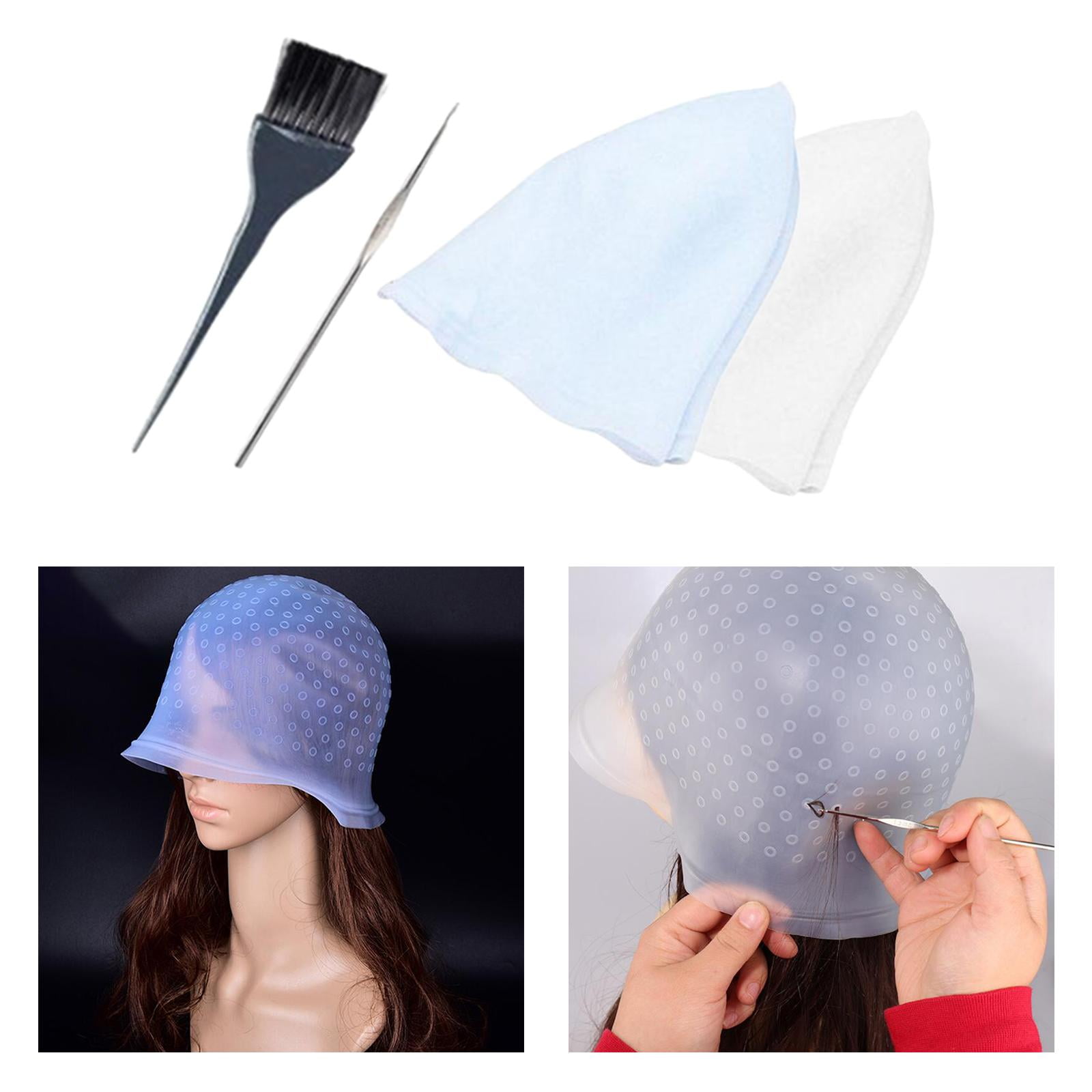 2 Pack Hair Colouring Silicon Highlighting Cap Frosting Tipping Hat ...